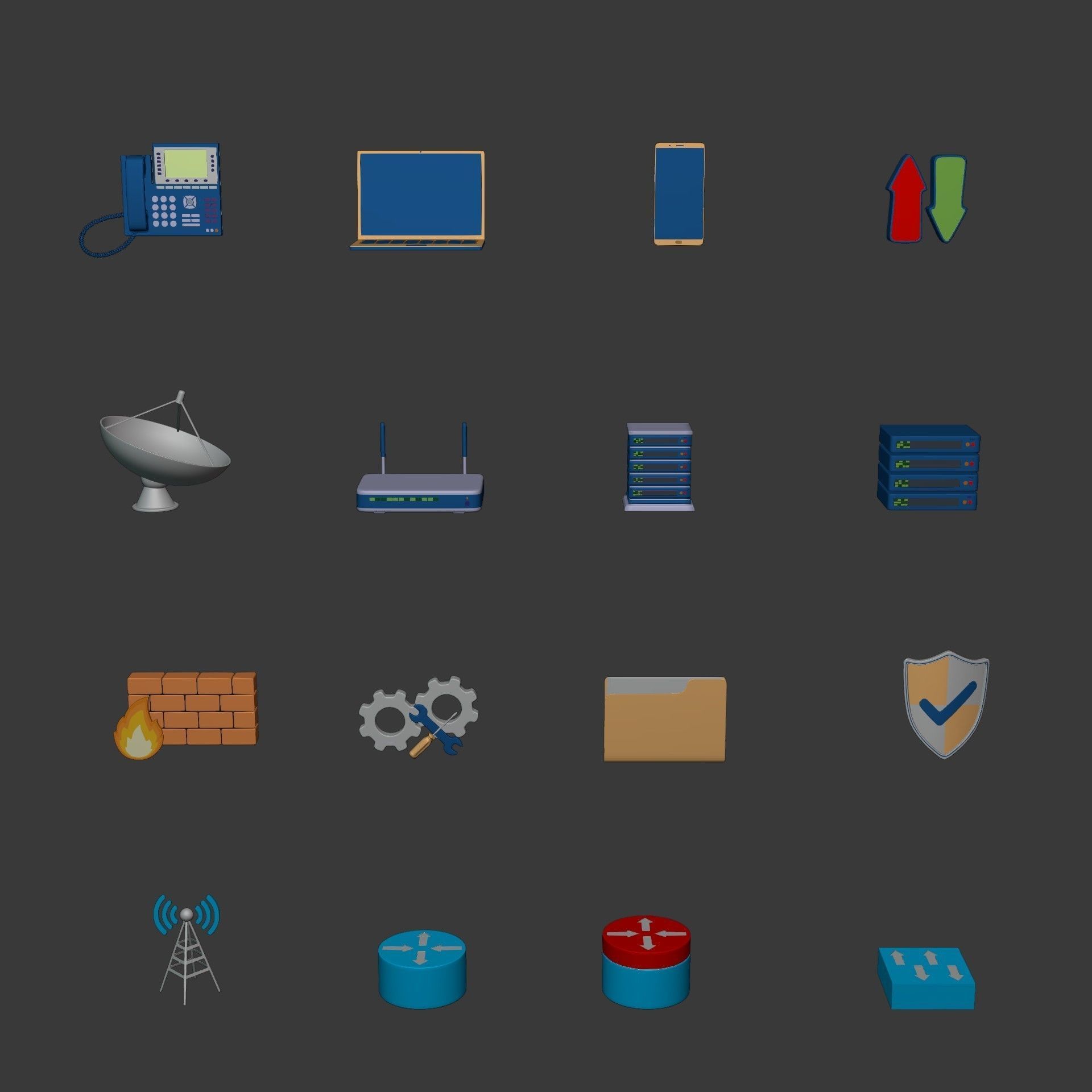 3D model Network Icons Pack VR / AR / low-poly | CGTrader