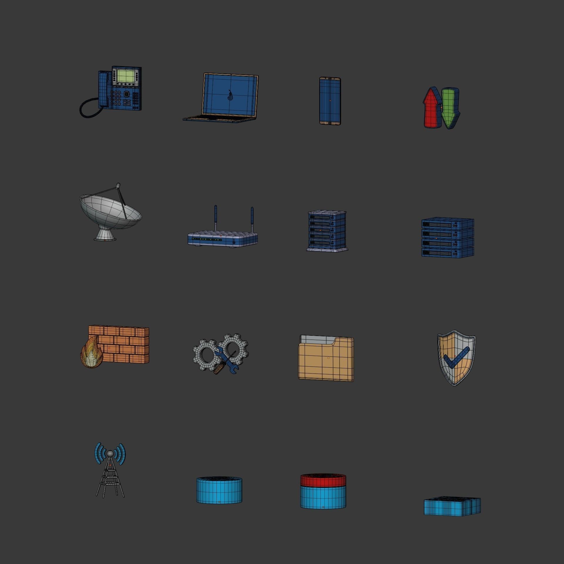 3D model Network Icons Pack VR / AR / low-poly | CGTrader