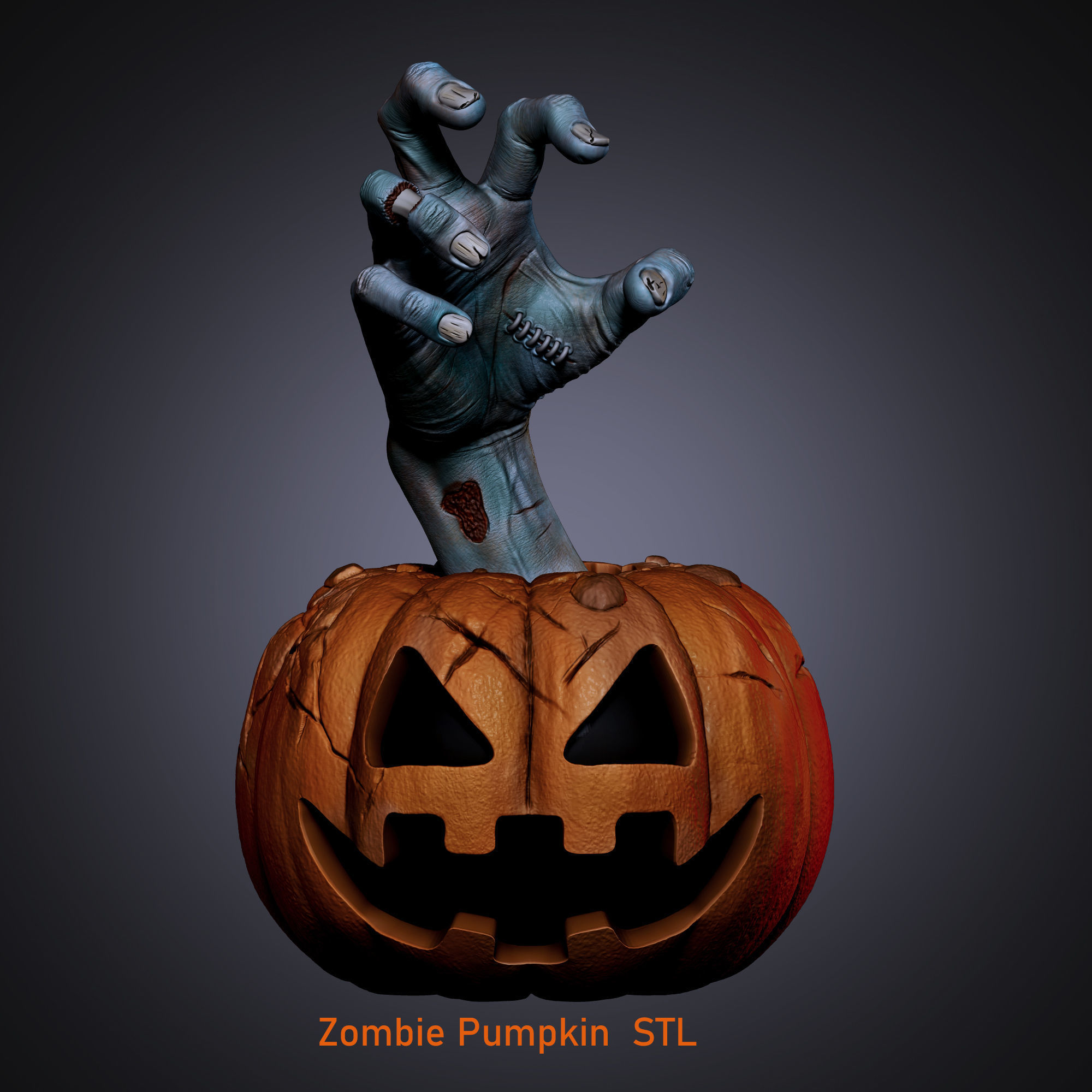 Zombie Pumpkin STL 3D model 3D printable | CGTrader