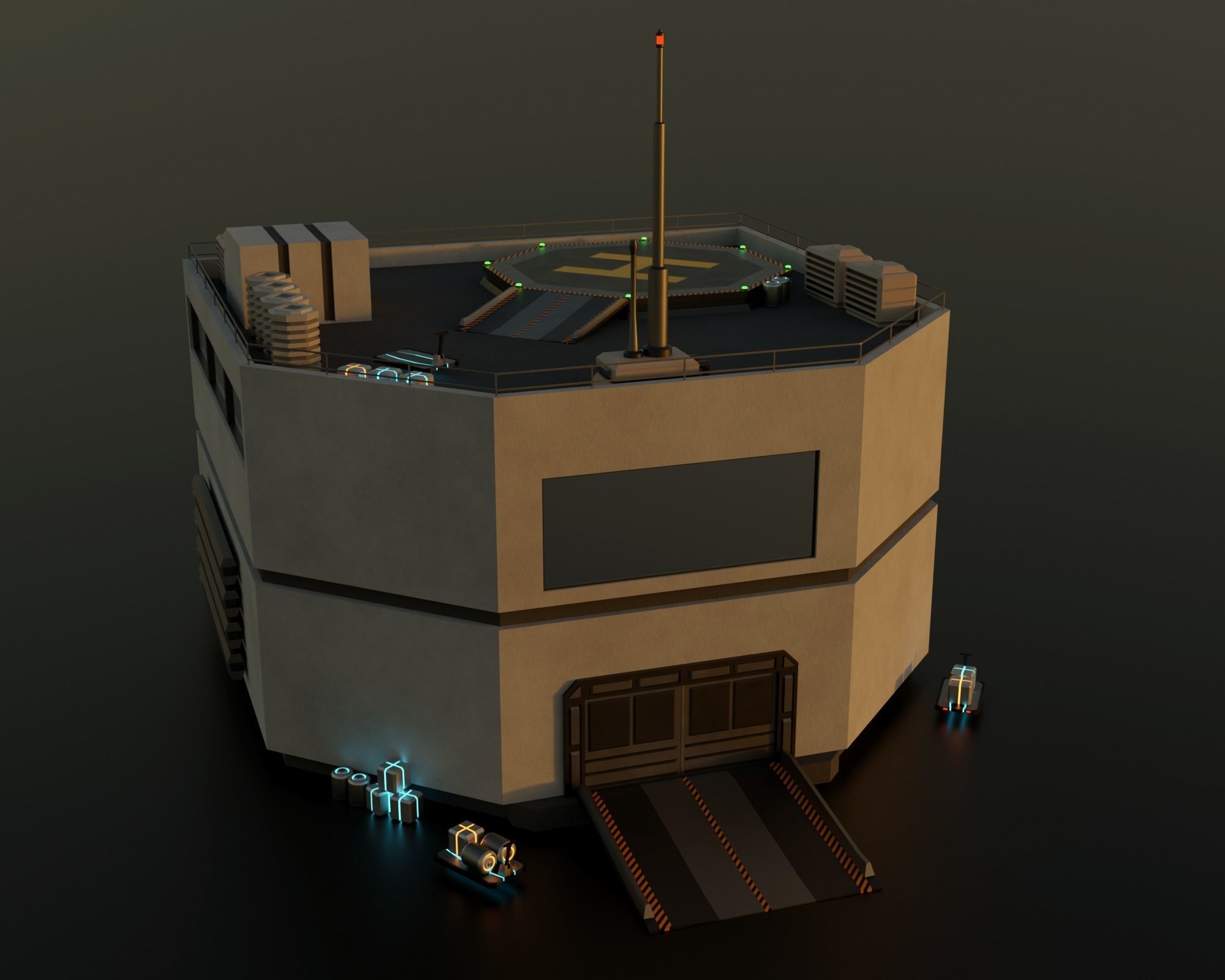 3D model Futuristic Industrial Building VR / AR / low-poly | CGTrader