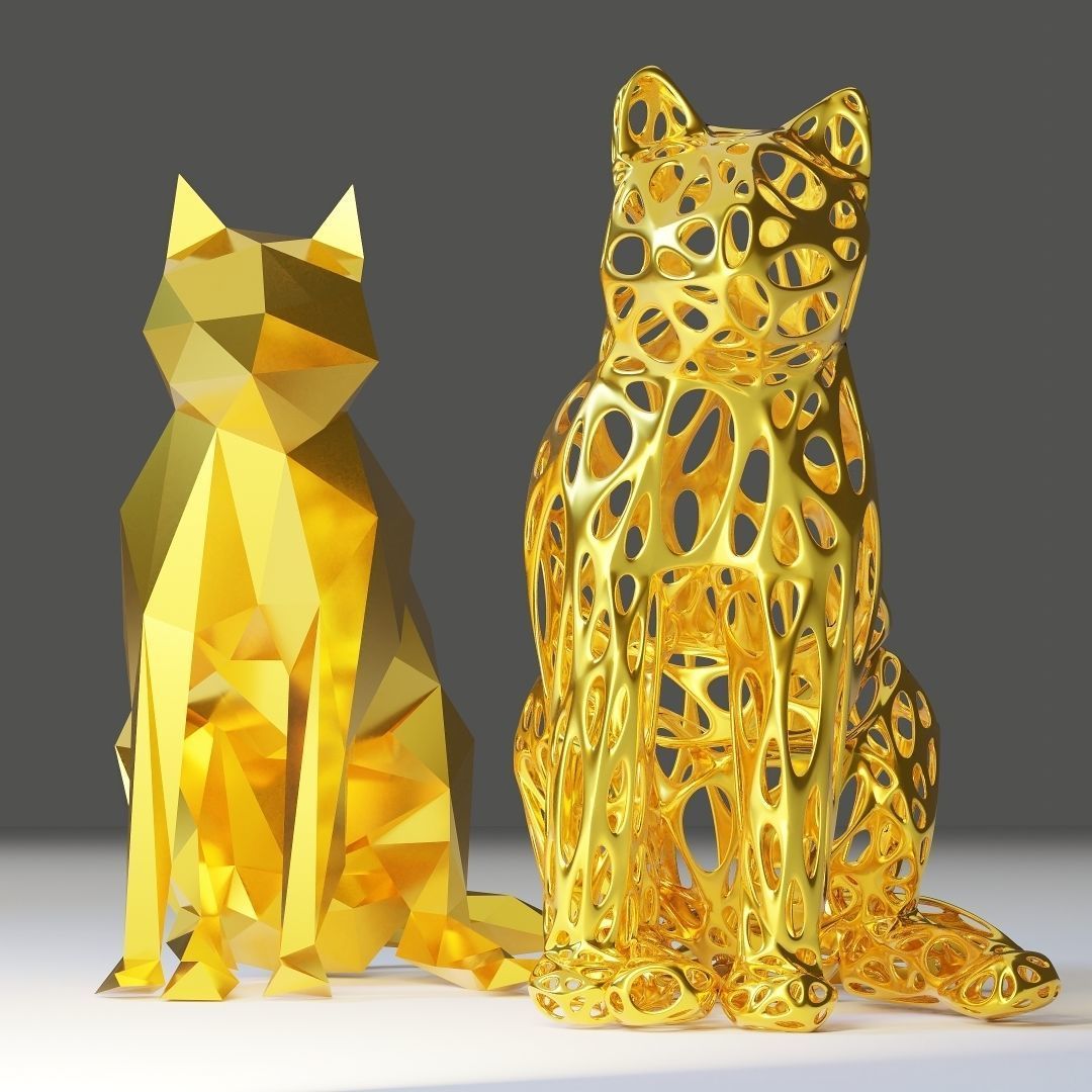 Stylized cat for 3D printing polygonal and mesh 3D model 3D printable ...
