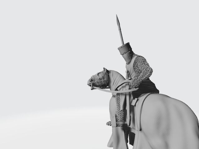 Medieval Mounted Crusader knight looking back 3D model 3D printable ...