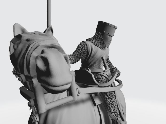 Medieval Mounted Crusader knight looking back 3D model 3D printable ...
