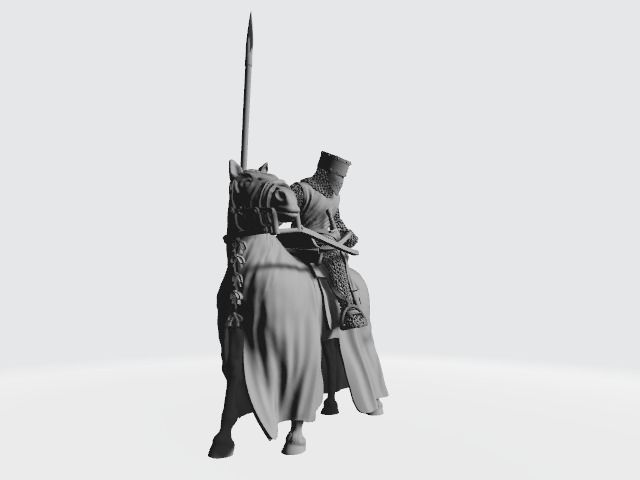Medieval Mounted Crusader knight looking back 3D model 3D printable ...