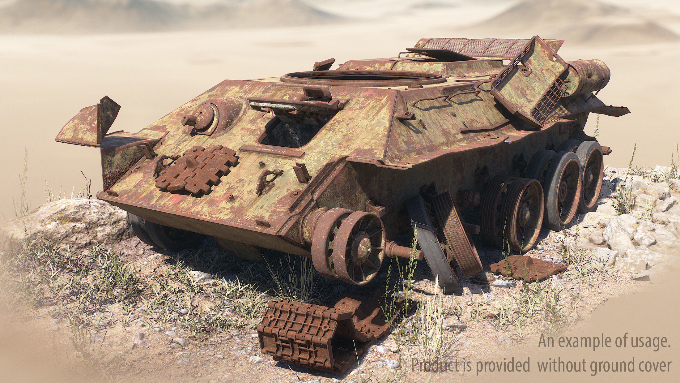 Tank T-34 Chassis Rusted 3D model | CGTrader