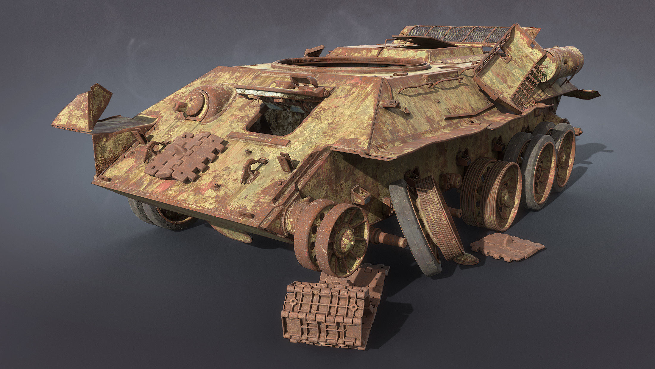 Tank T-34 Chassis Rusted 3D model | CGTrader