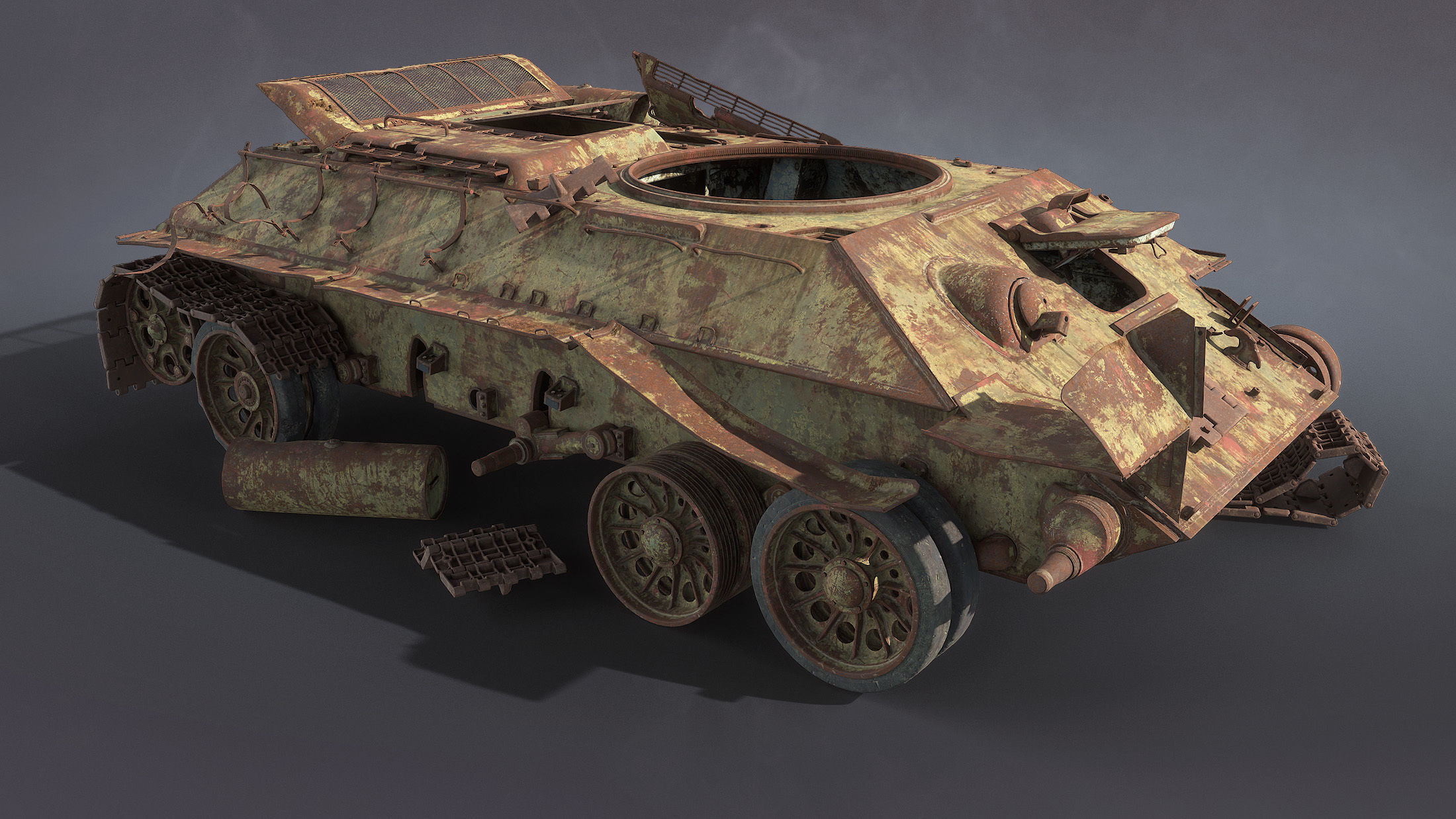 Tank T-34 Chassis Rusted 3D model | CGTrader