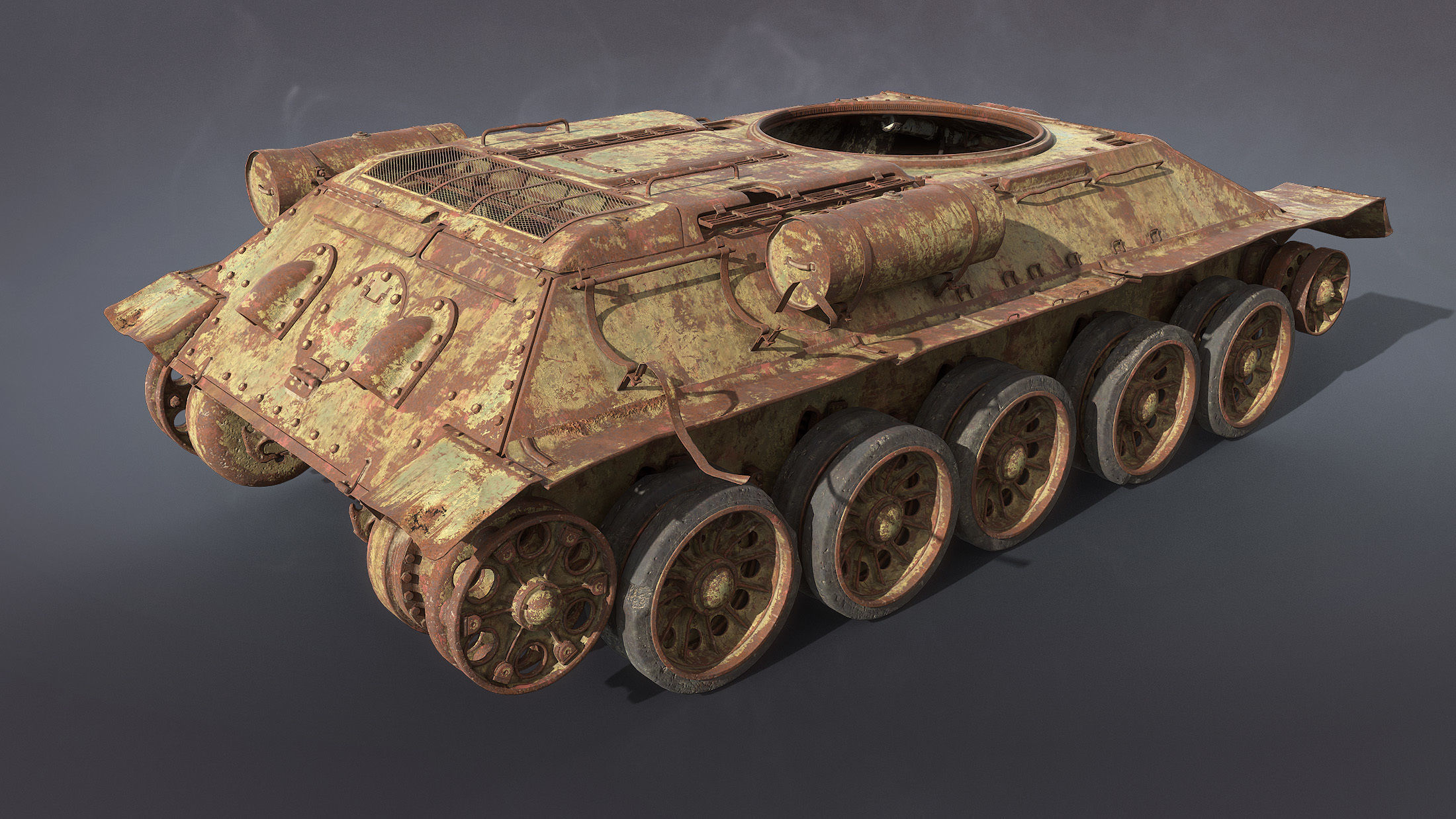 Tank T-34 Chassis Rusted 3D model | CGTrader