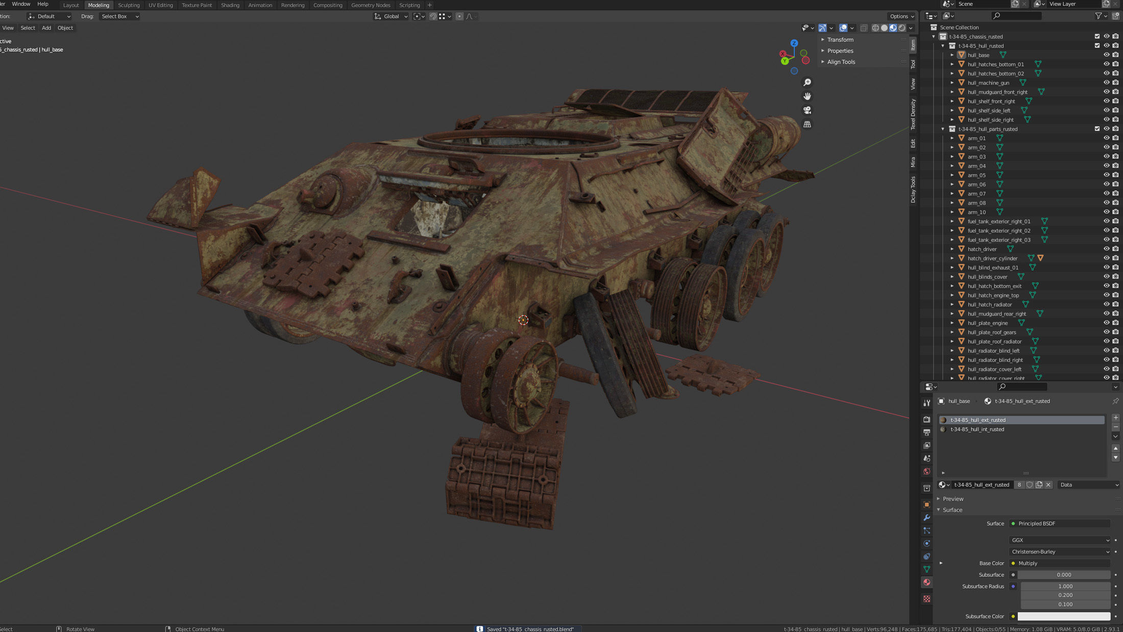 Tank T-34 Chassis Rusted 3D model | CGTrader