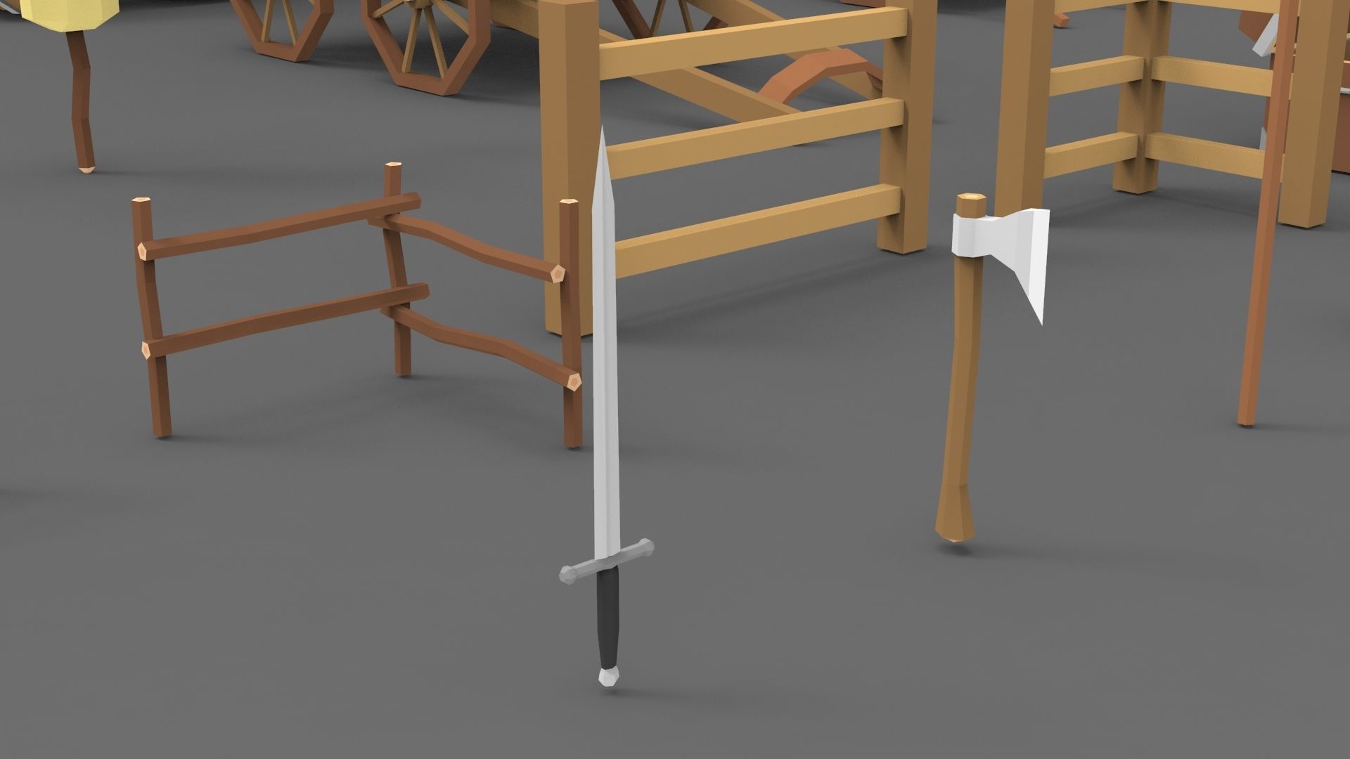 3D model Low Poly Medieval Exterior Pack Collection Low-poly 3D model ...