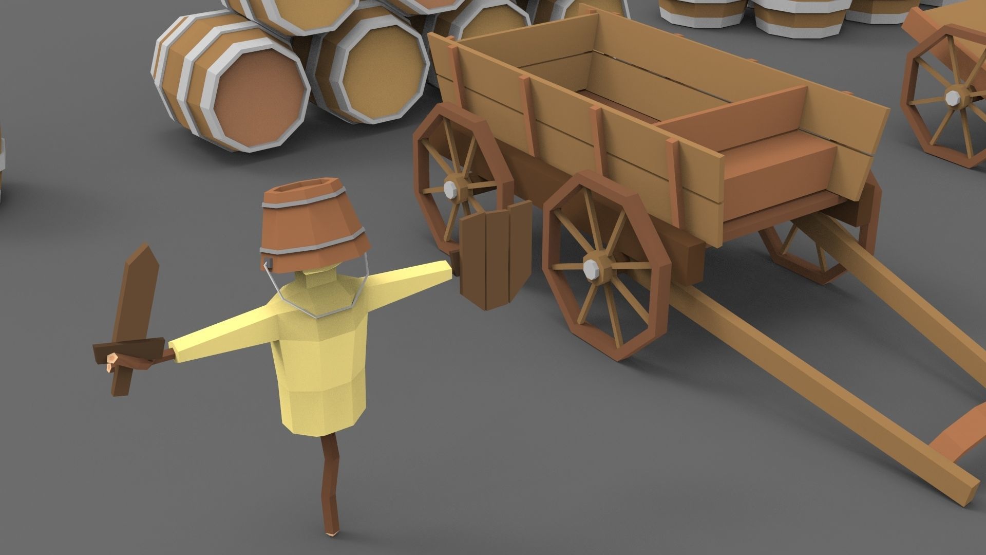 3D model Low Poly Medieval Exterior Pack Collection Low-poly 3D model ...