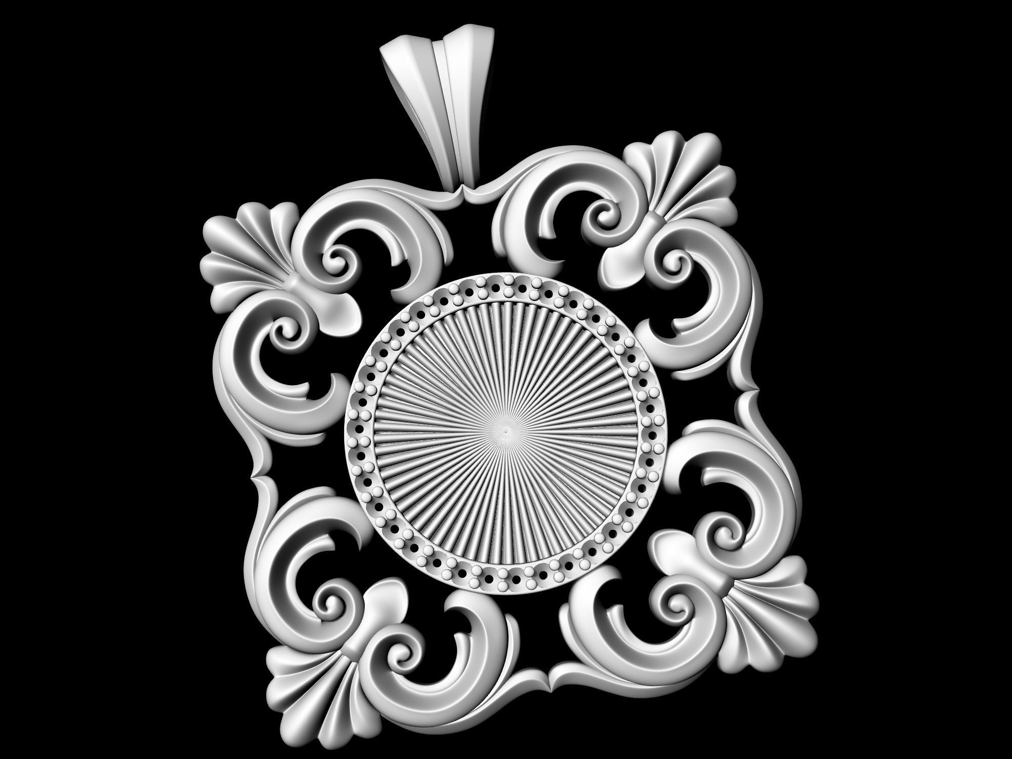 Square filigree pendant 3D model 3D printable | CGTrader