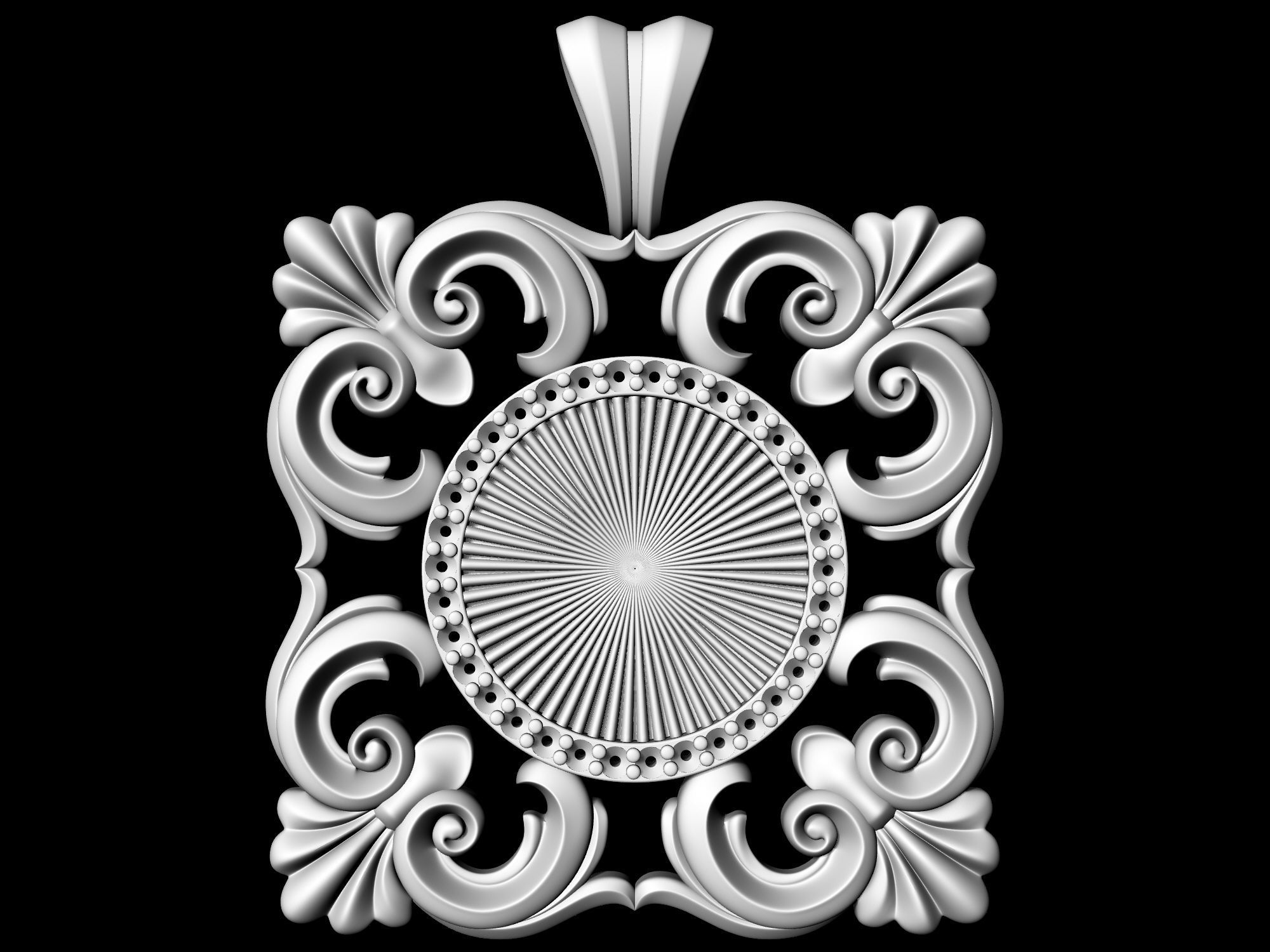 Square filigree pendant 3D model 3D printable | CGTrader