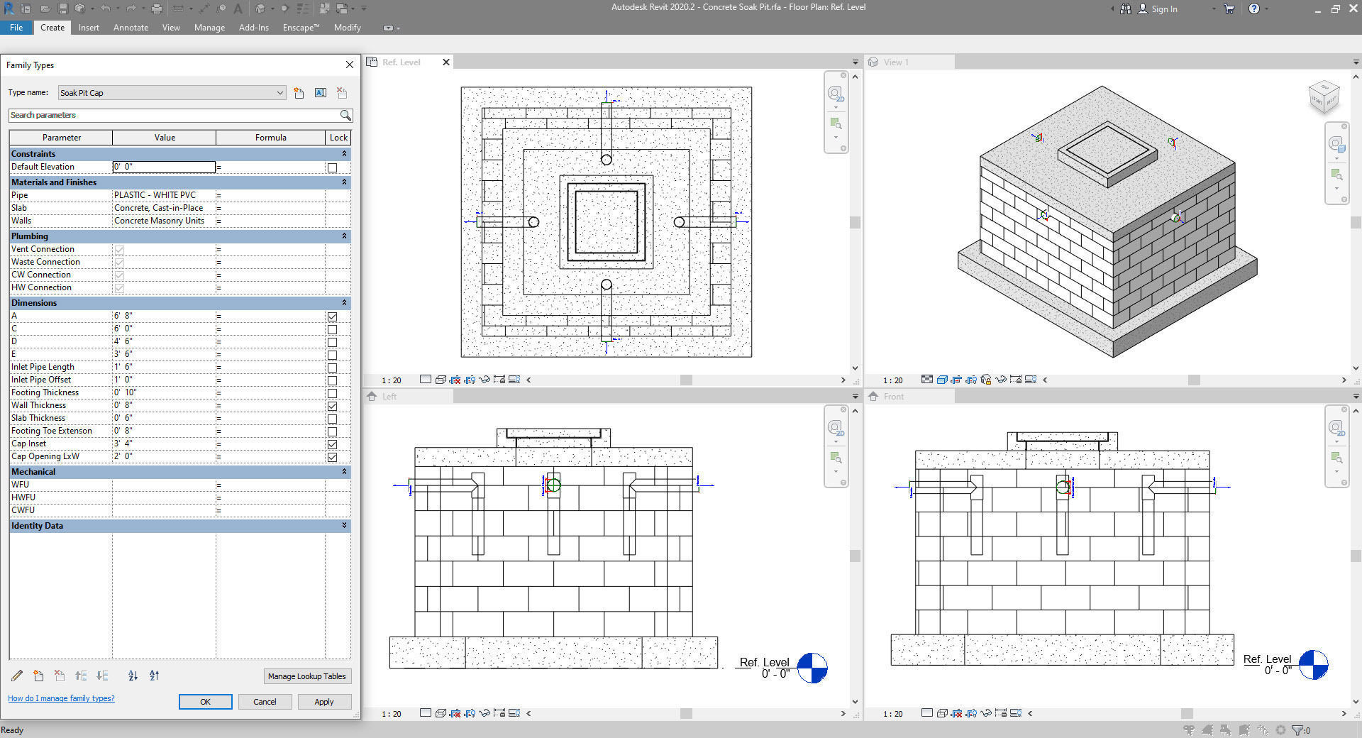 Parametric Concrete Septic Tank Soak Pit and Grease Trap 3D model ...