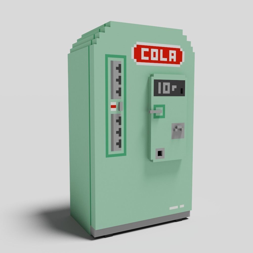 3D model Voxel Vintage Retro 1950s Cola Vending Machine VR / AR / low ...
