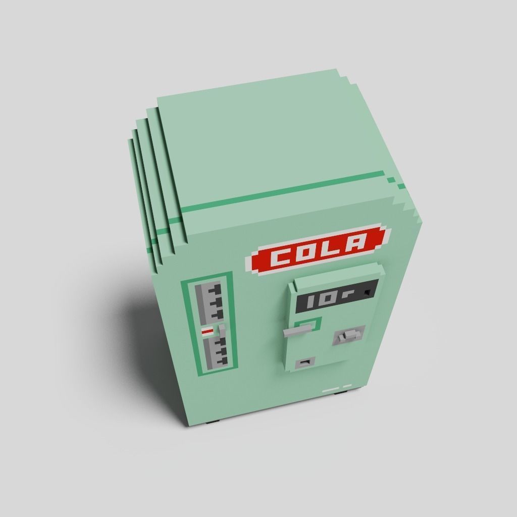 3D model Voxel Vintage Retro 1950s Cola Vending Machine VR / AR / low ...