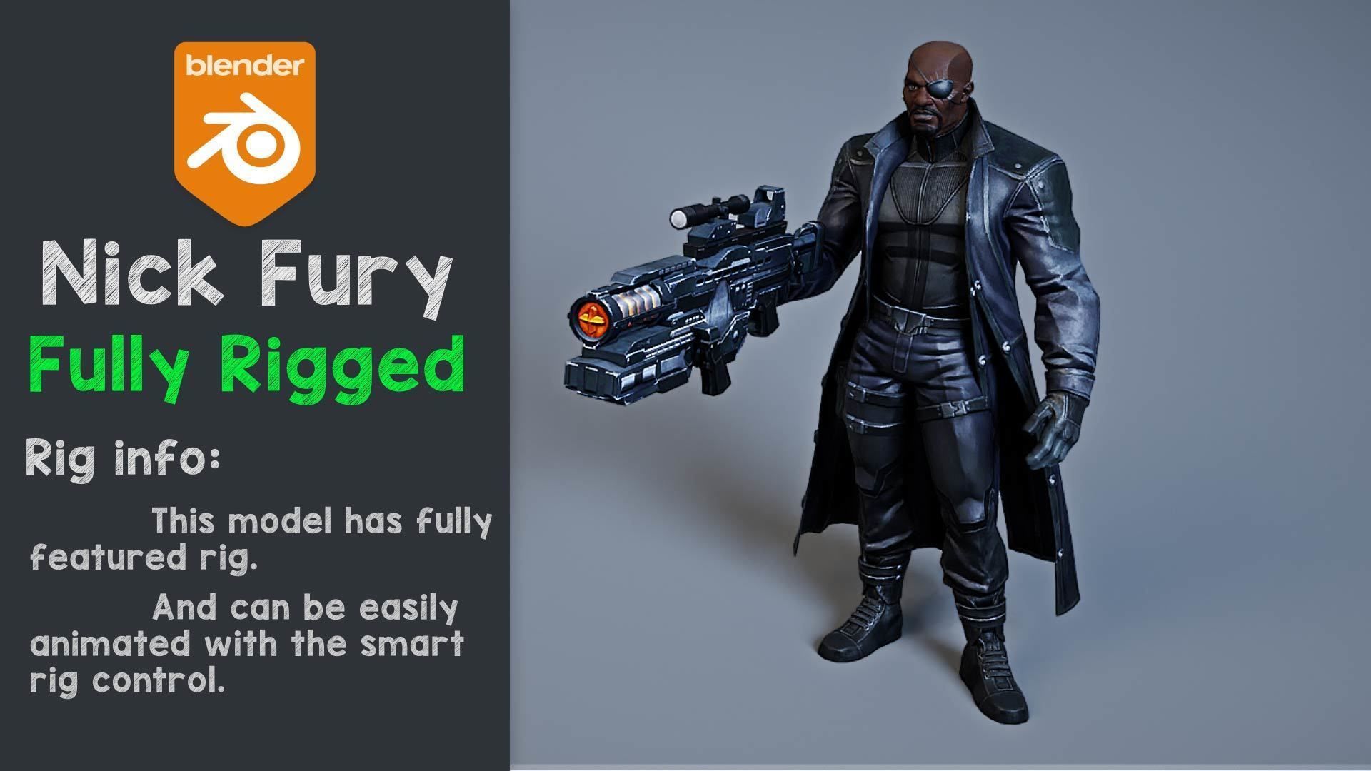 Director of shield - Nick Fury rigged 3D model rigged | CGTrader
