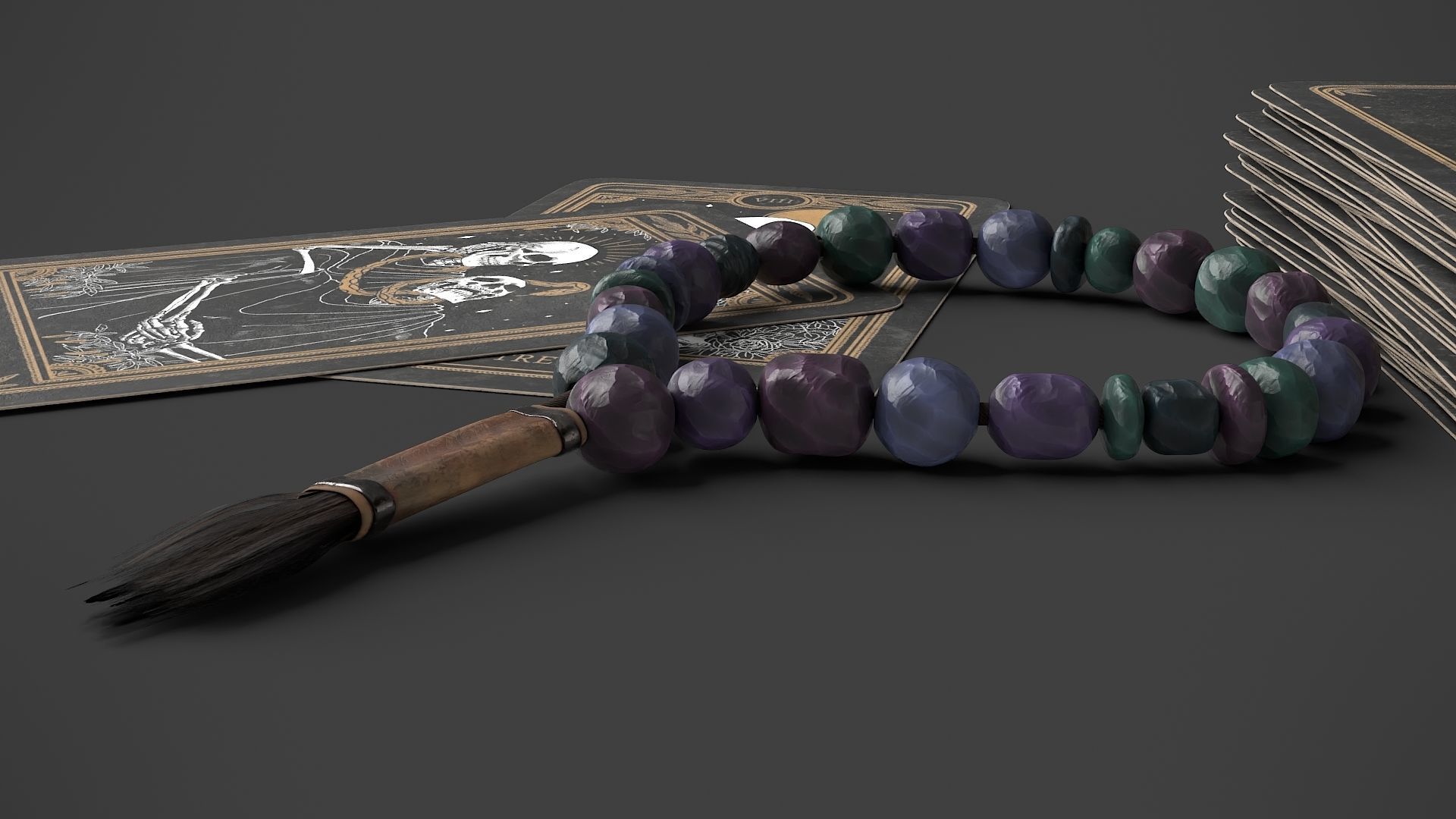 Tarot Cards and Beads 3D model | CGTrader