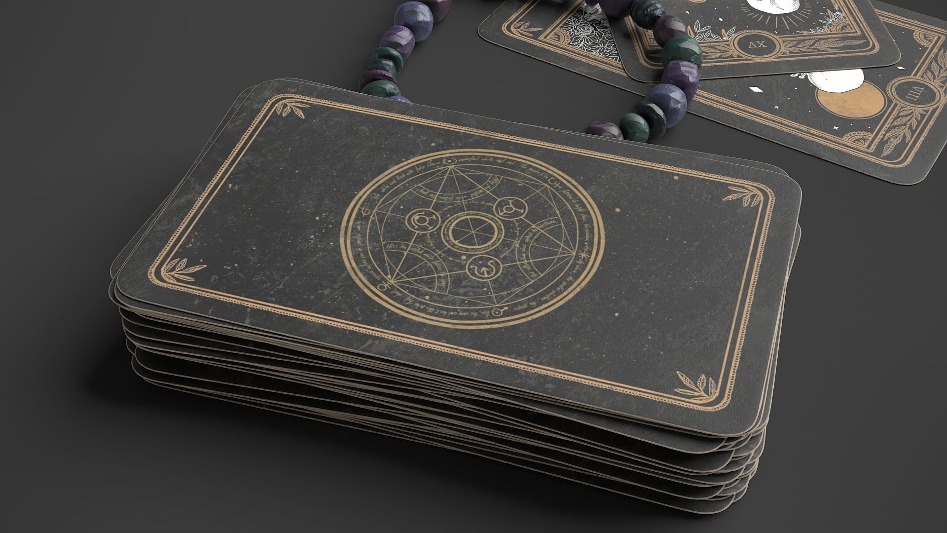 Tarot Cards and Beads 3D model | CGTrader
