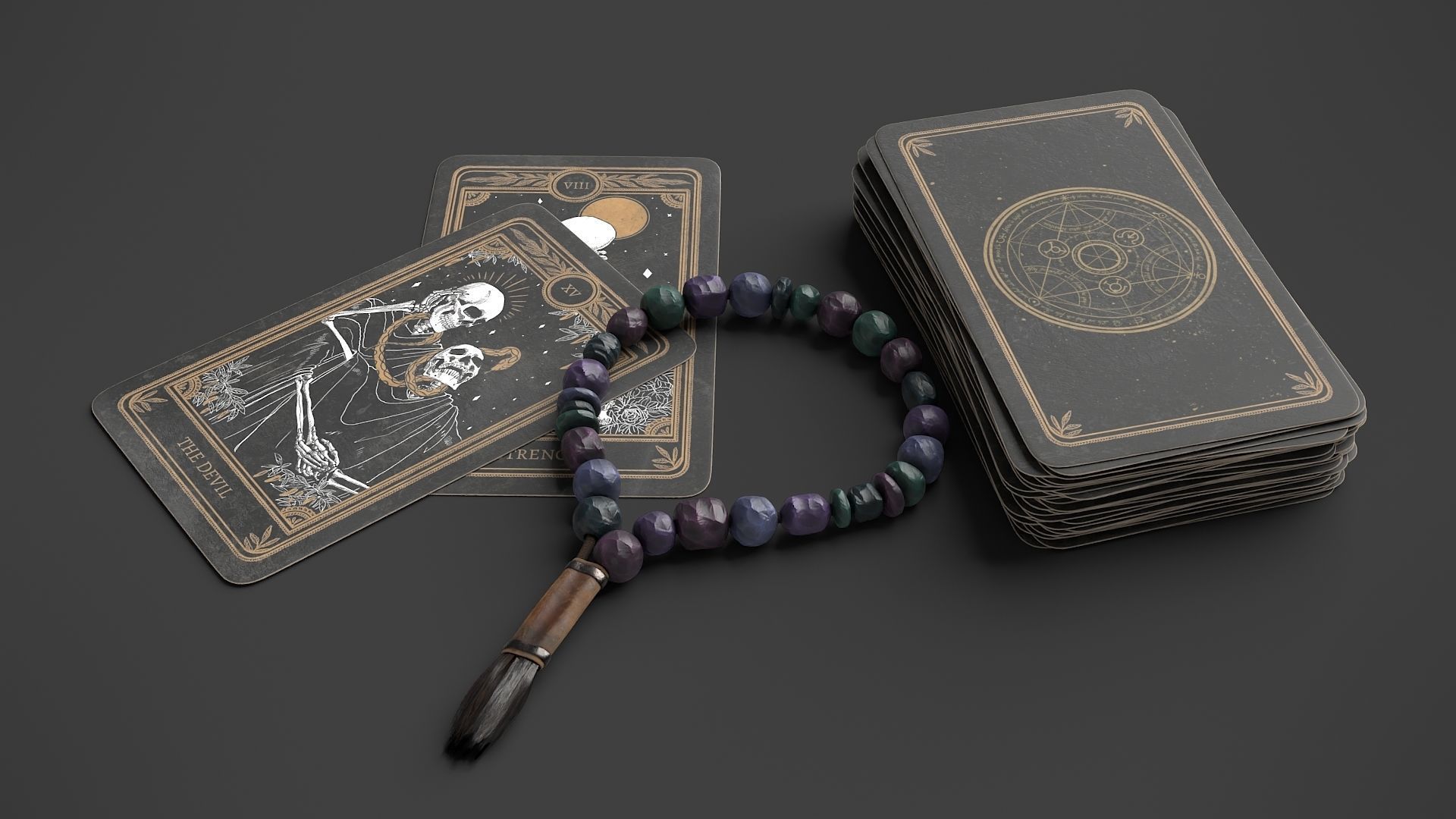 Tarot Cards and Beads 3D model | CGTrader