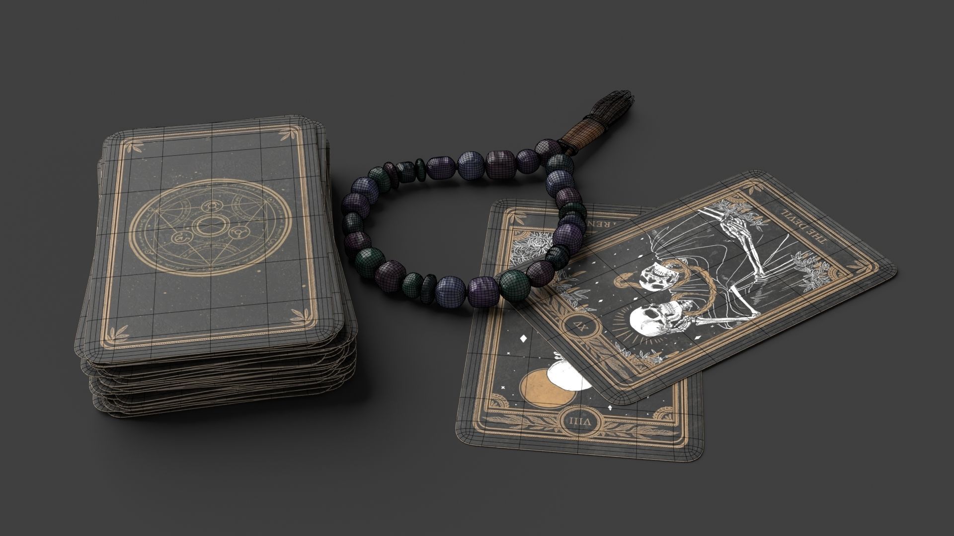 Tarot Cards and Beads 3D model | CGTrader