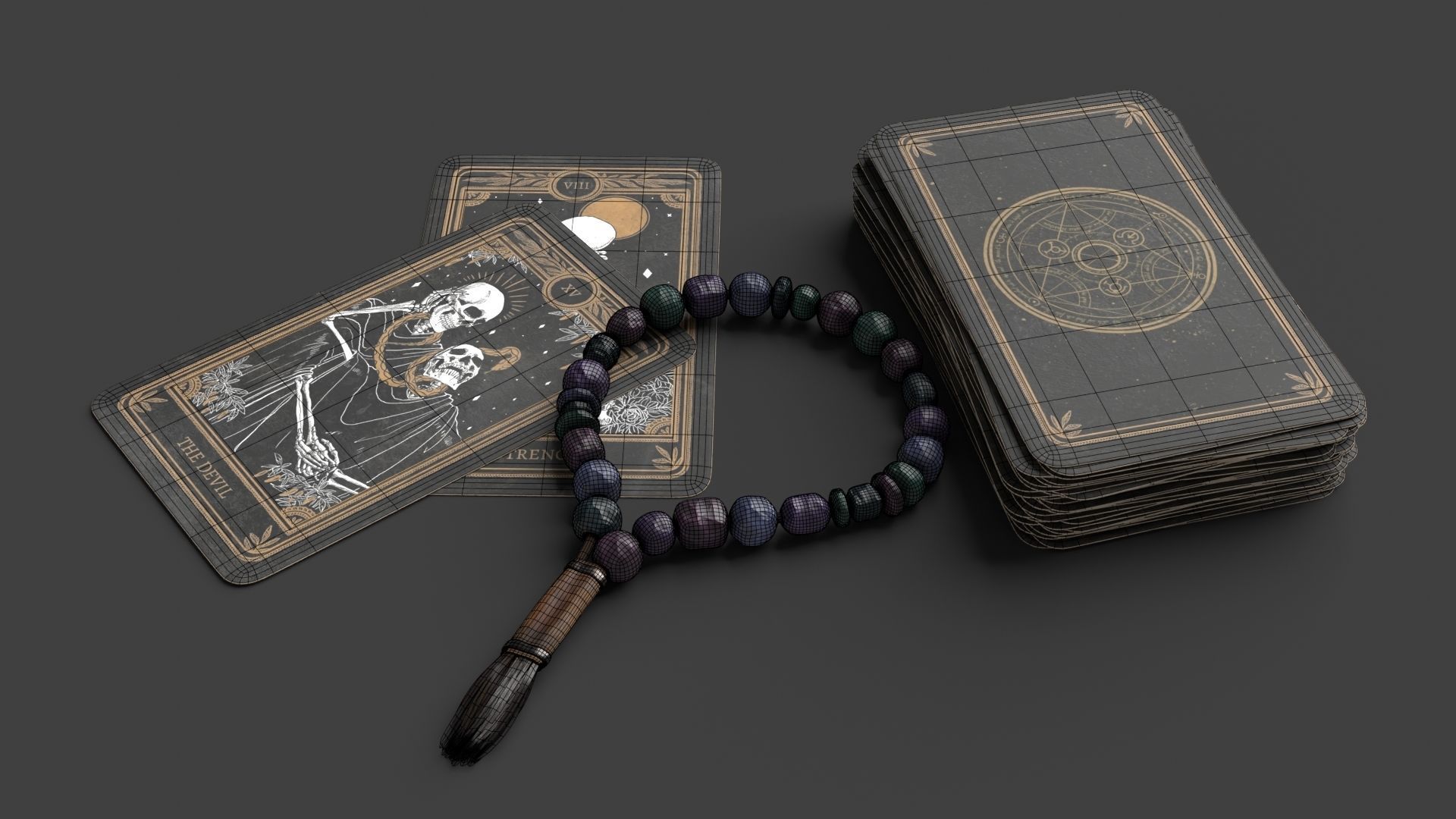 Tarot Cards and Beads 3D model | CGTrader