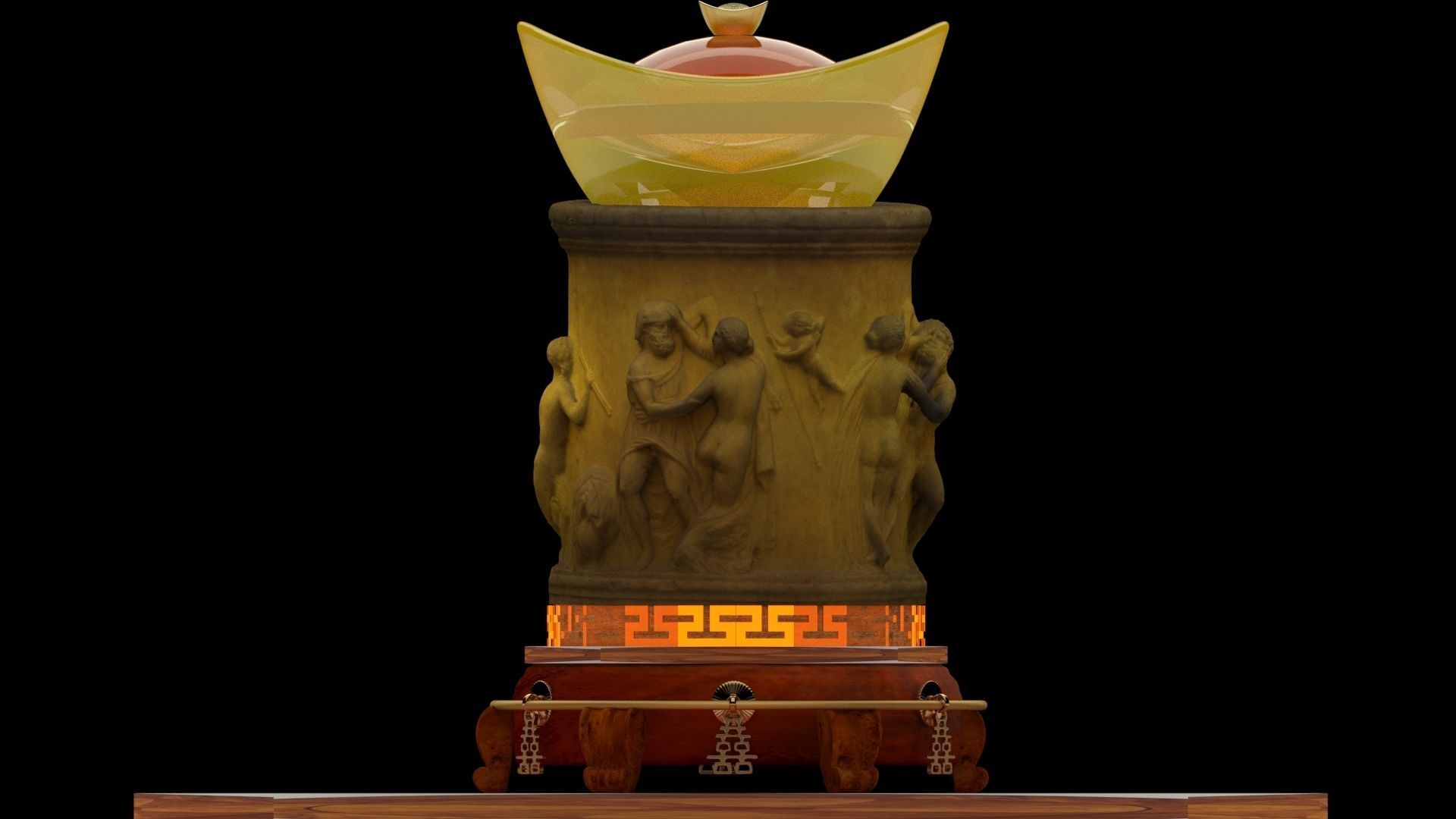 Chinese display stand with pencil holder and yuanbao 3D model | CGTrader