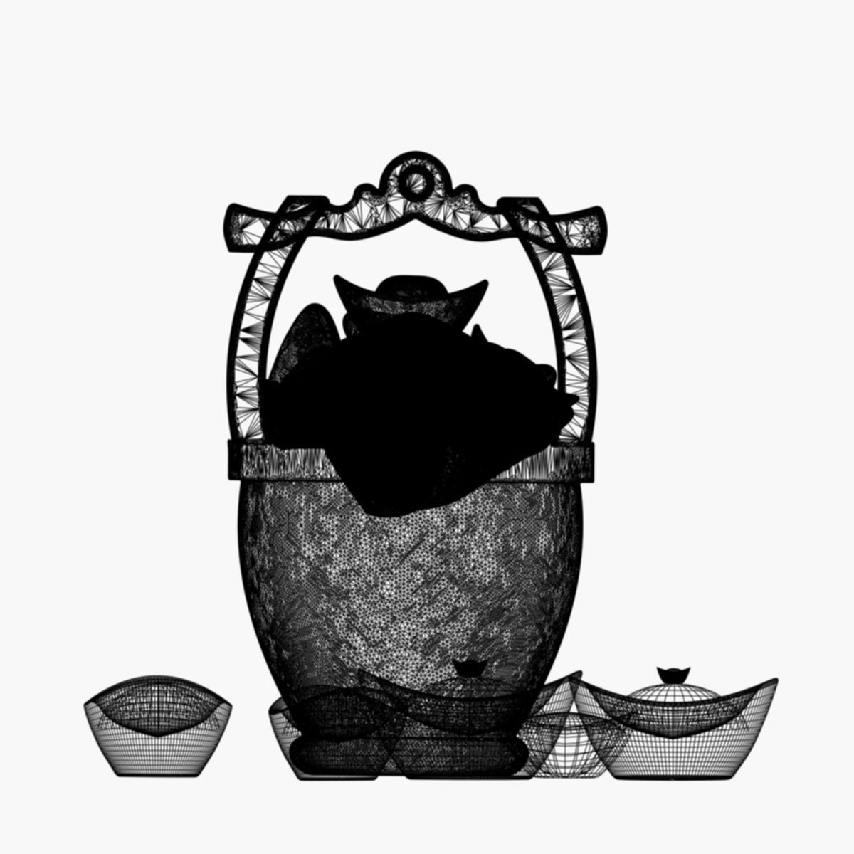 Chinese gold Ingot bucket 3D model | CGTrader