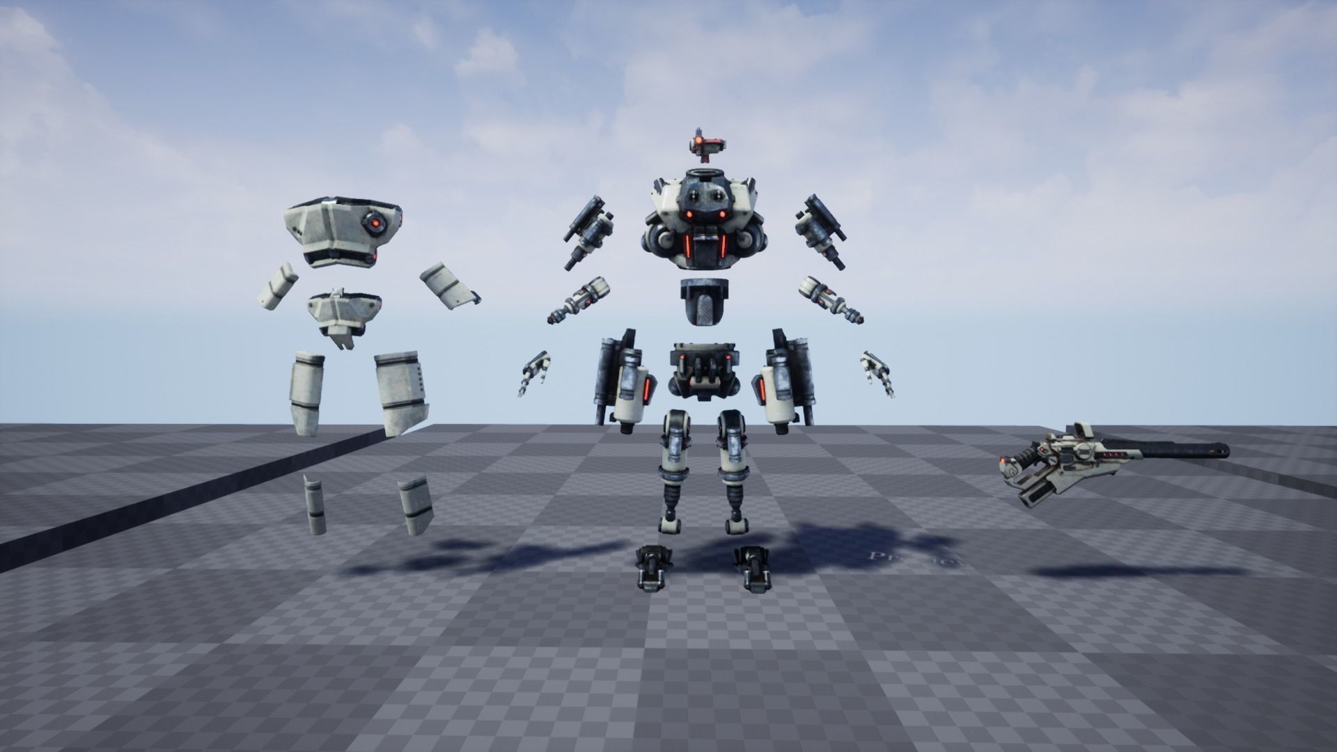 3D model Etasphera14 humanoid robot with gun VR / AR / low-poly | CGTrader