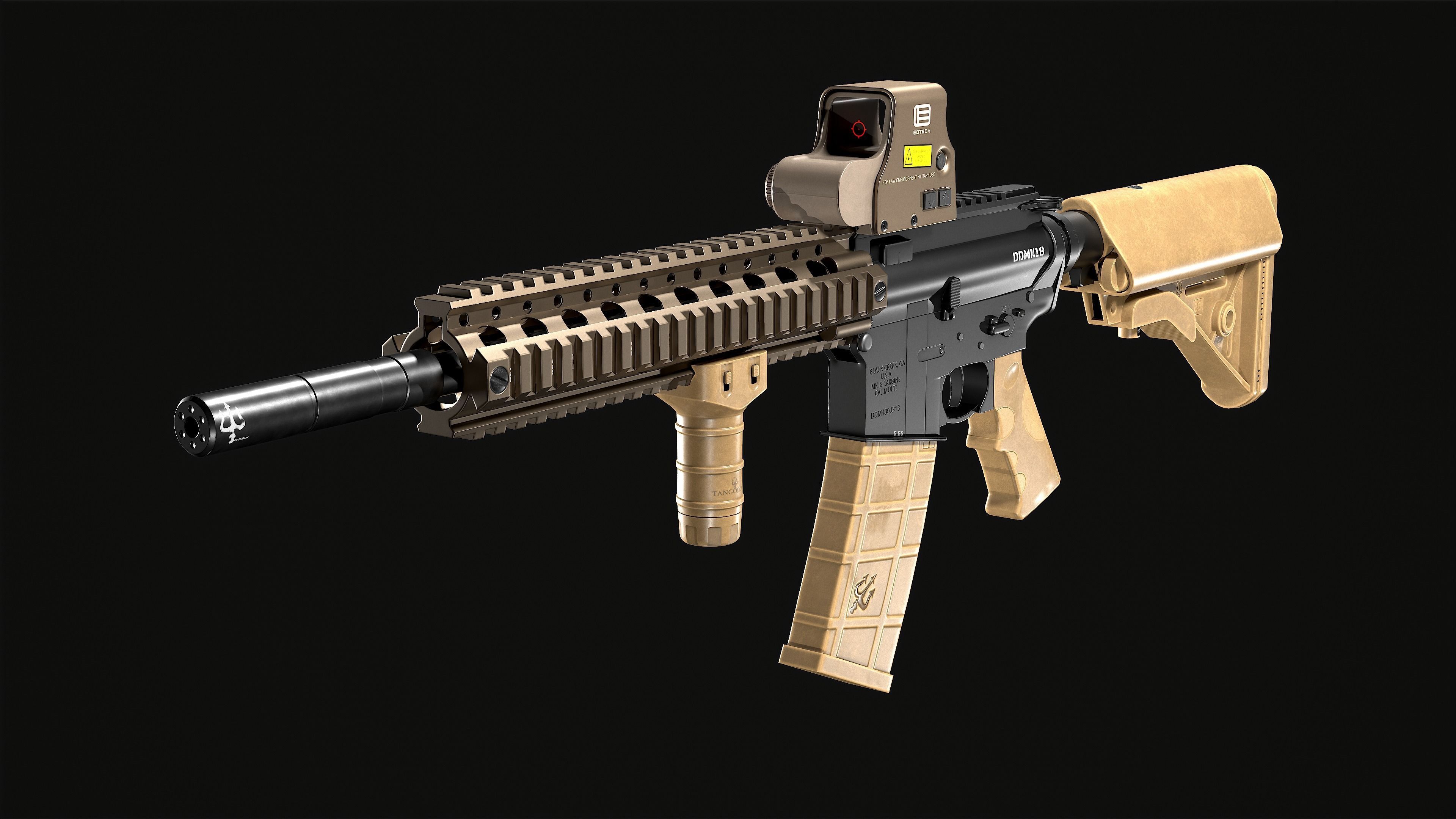3D model MK18 Tactical Rifle PBR Game Ready VR / AR / low-poly | CGTrader