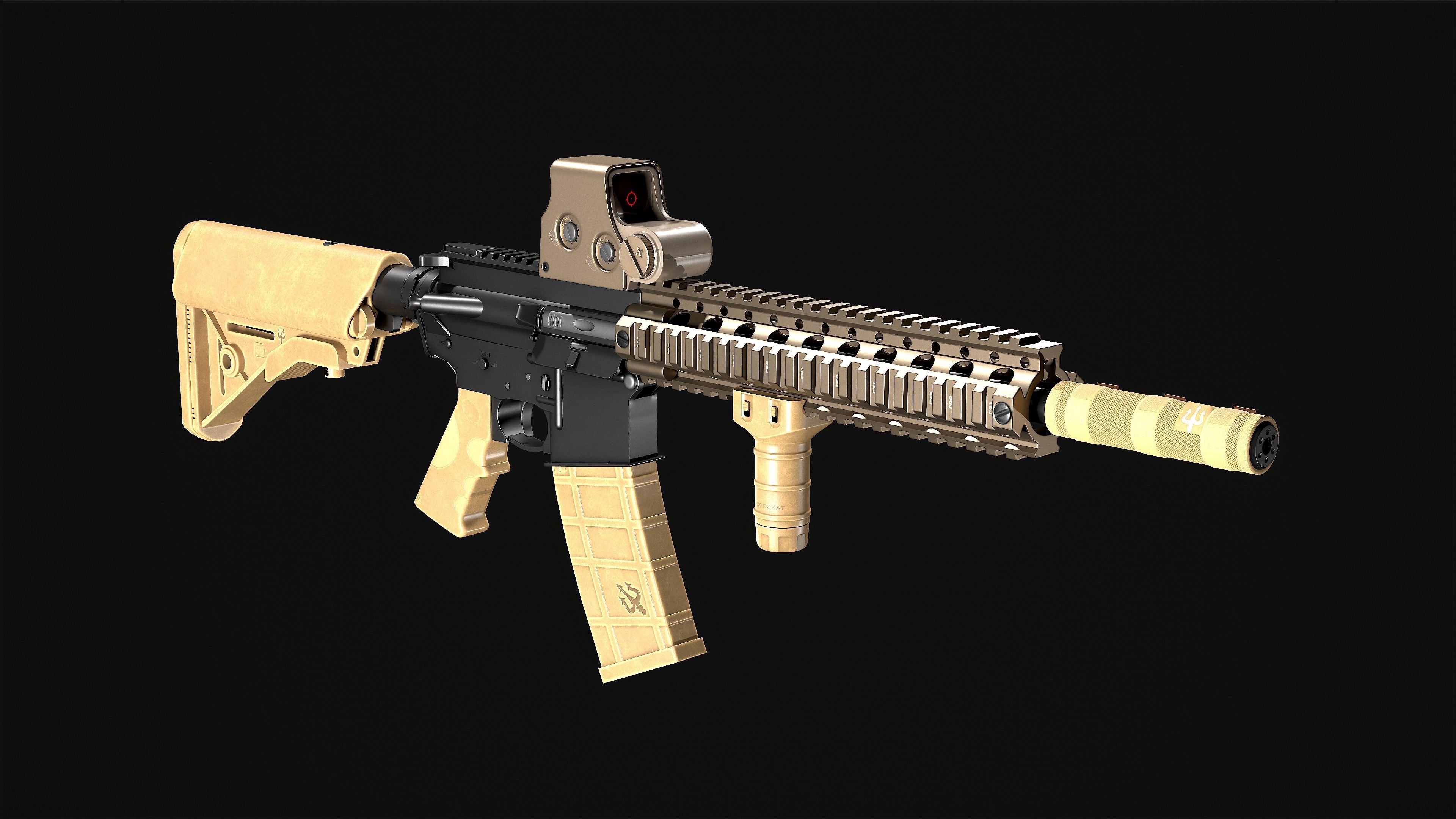 3D model MK18 Tactical Rifle PBR Game Ready VR / AR / low-poly | CGTrader