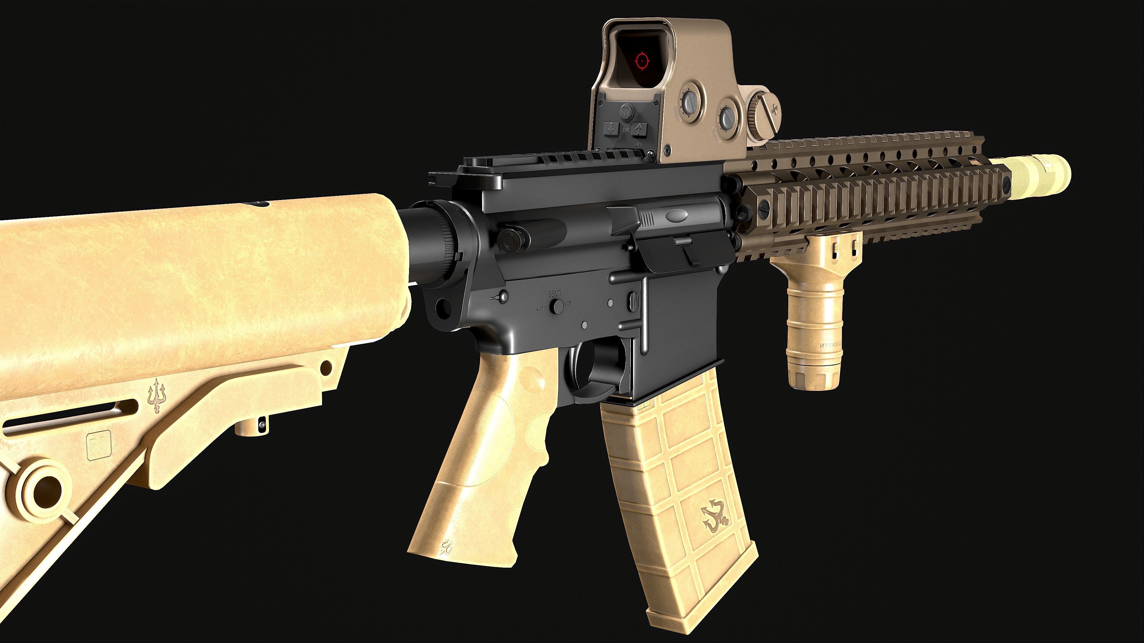 3D model MK18 Tactical Rifle PBR Game Ready VR / AR / low-poly | CGTrader