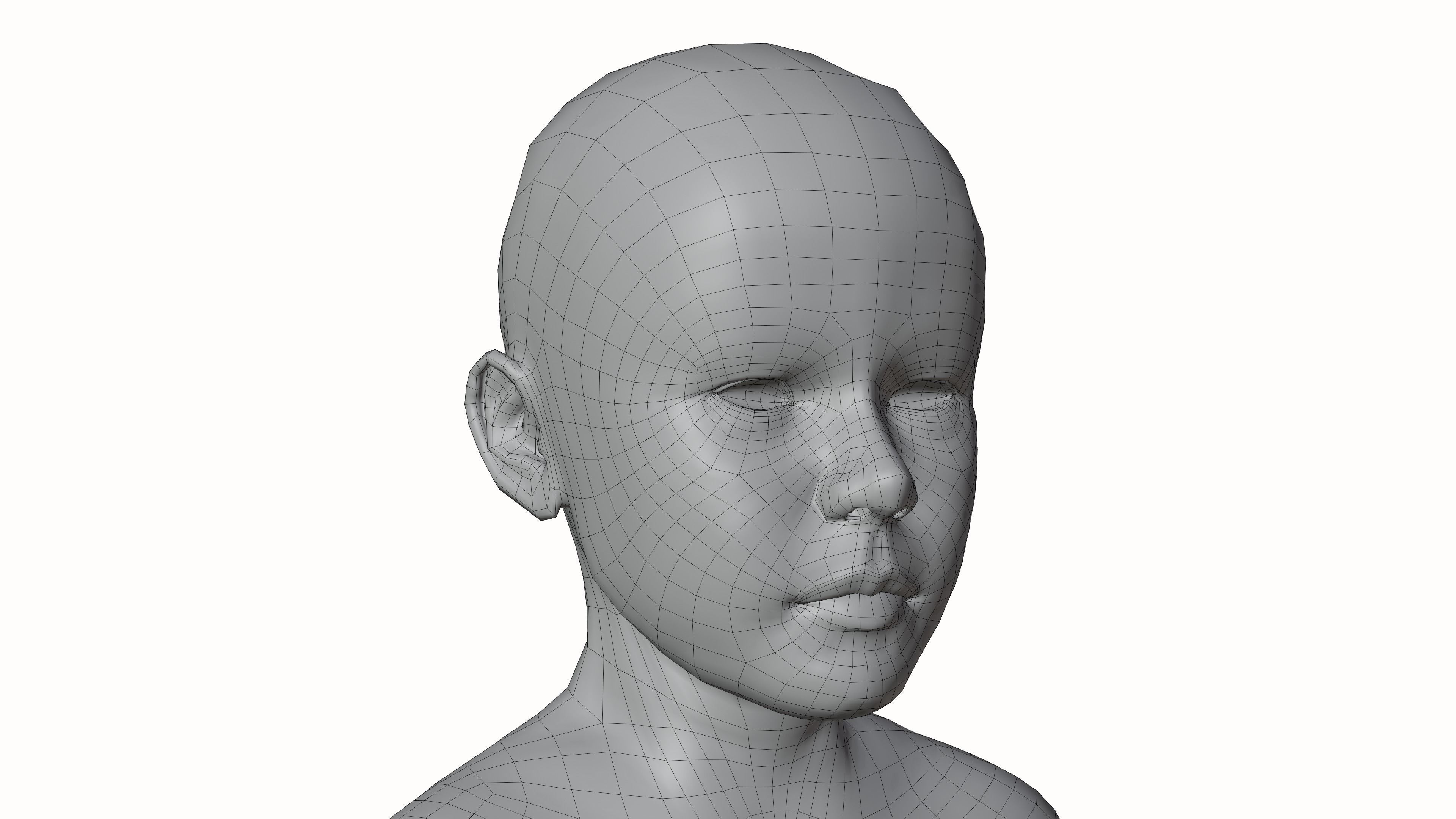 Child base mesh low poly 3D model | CGTrader
