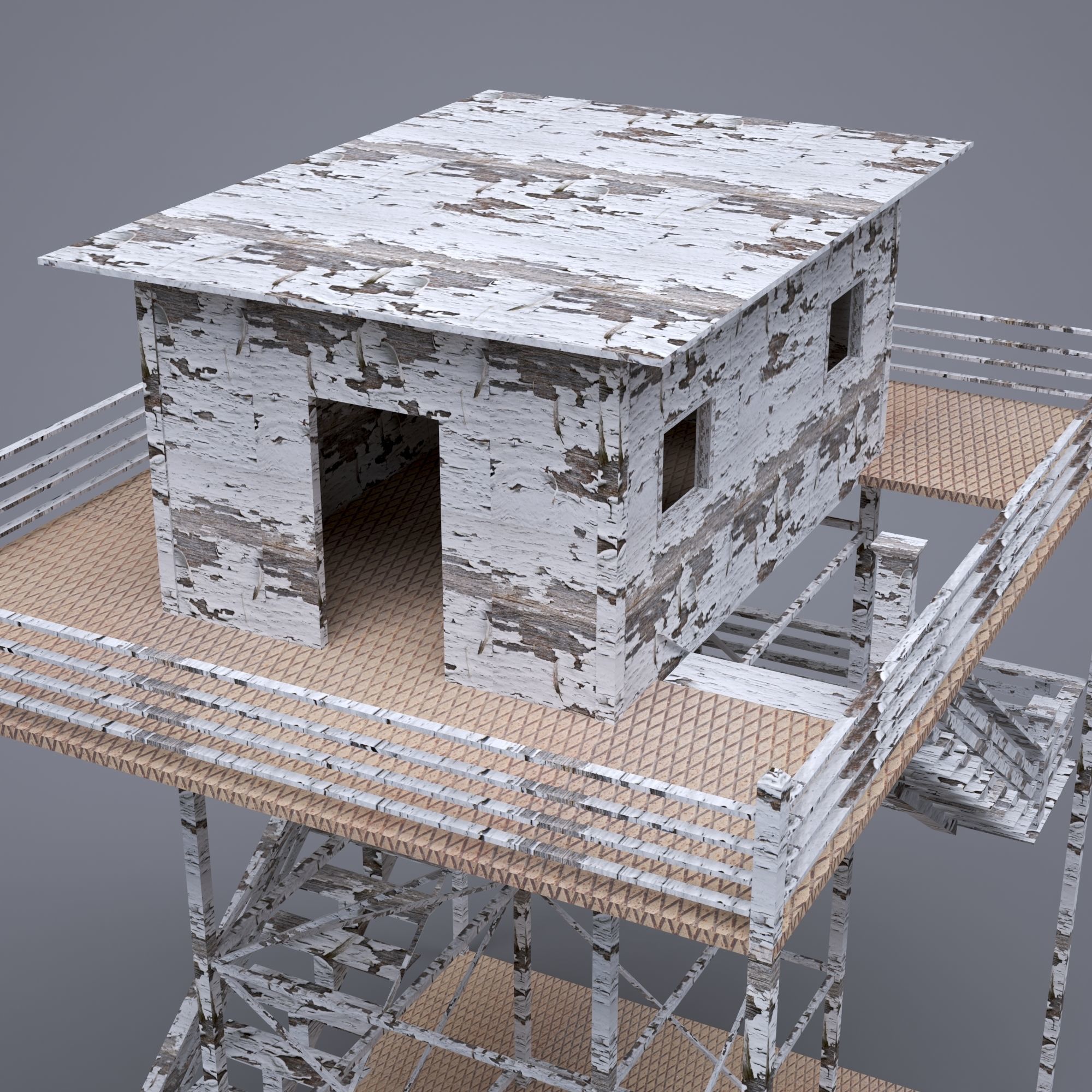 3D model Military Watch Tower Game Model Low poly VR / AR / low-poly ...