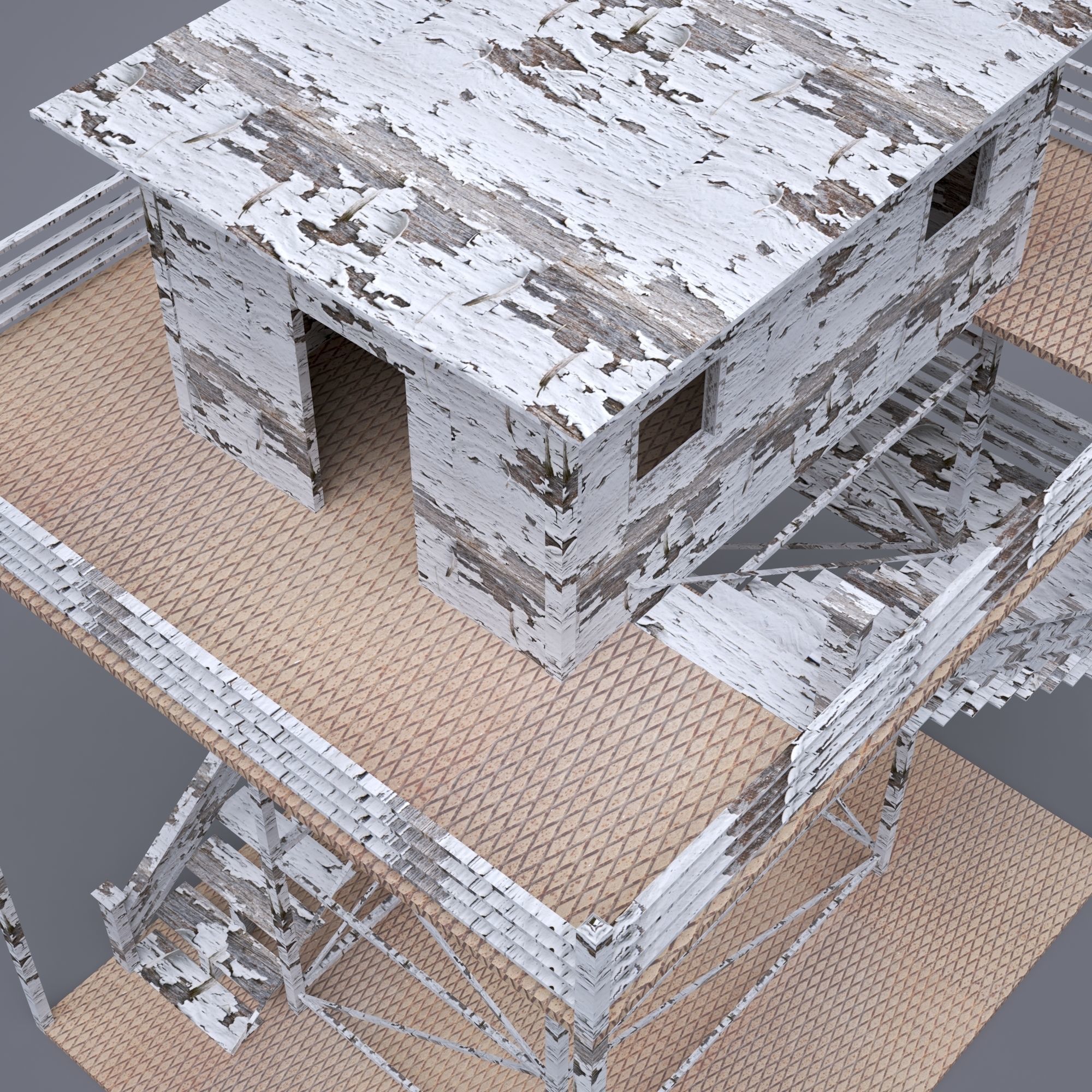 3D model Military Watch Tower Game Model Low poly VR / AR / low-poly ...