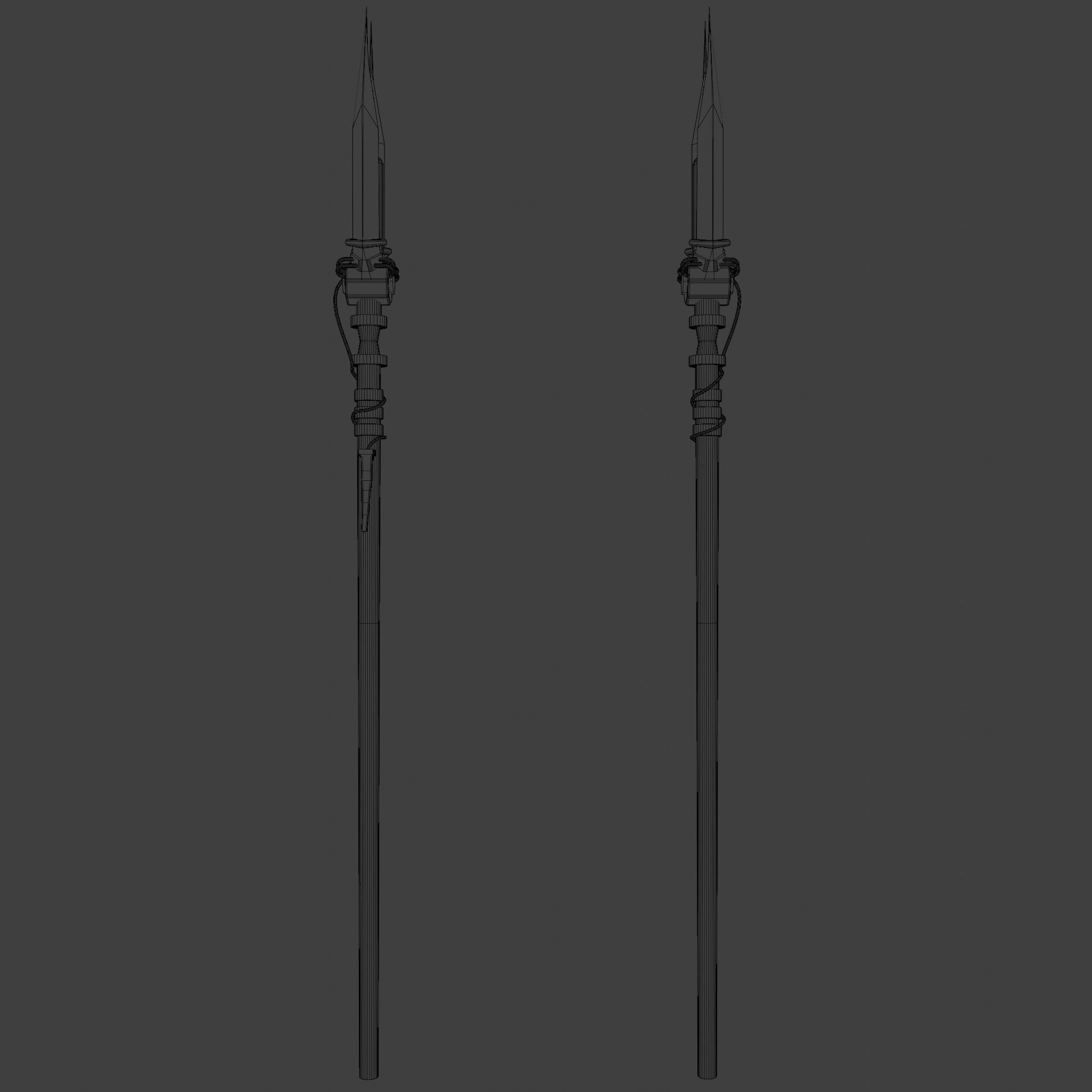 3D model Stylized Melee Weapon Steampunk Spear PBR game ready Low-poly ...