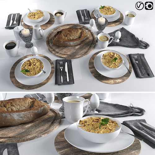 Tablesetting with food 3D model | CGTrader