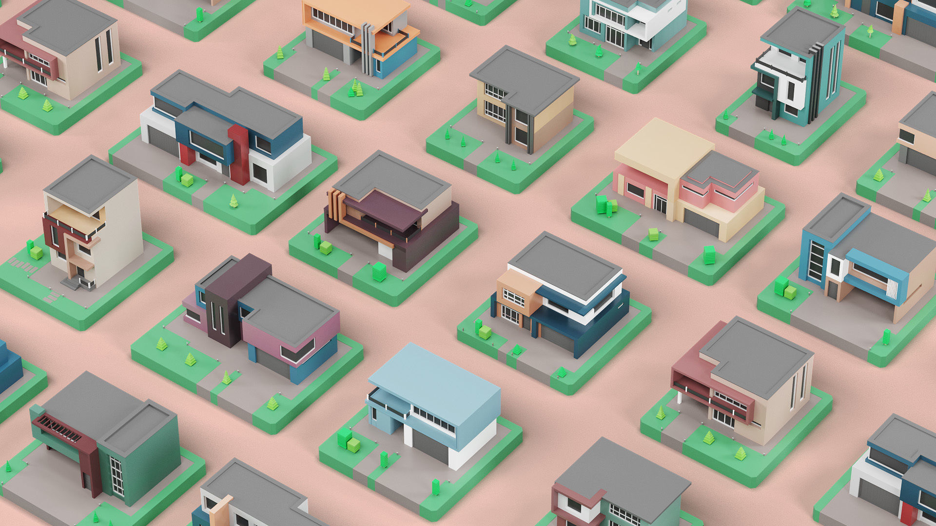 Low Poly Modern House Pack - 20 Houses low poly free VR / AR / low-poly ...