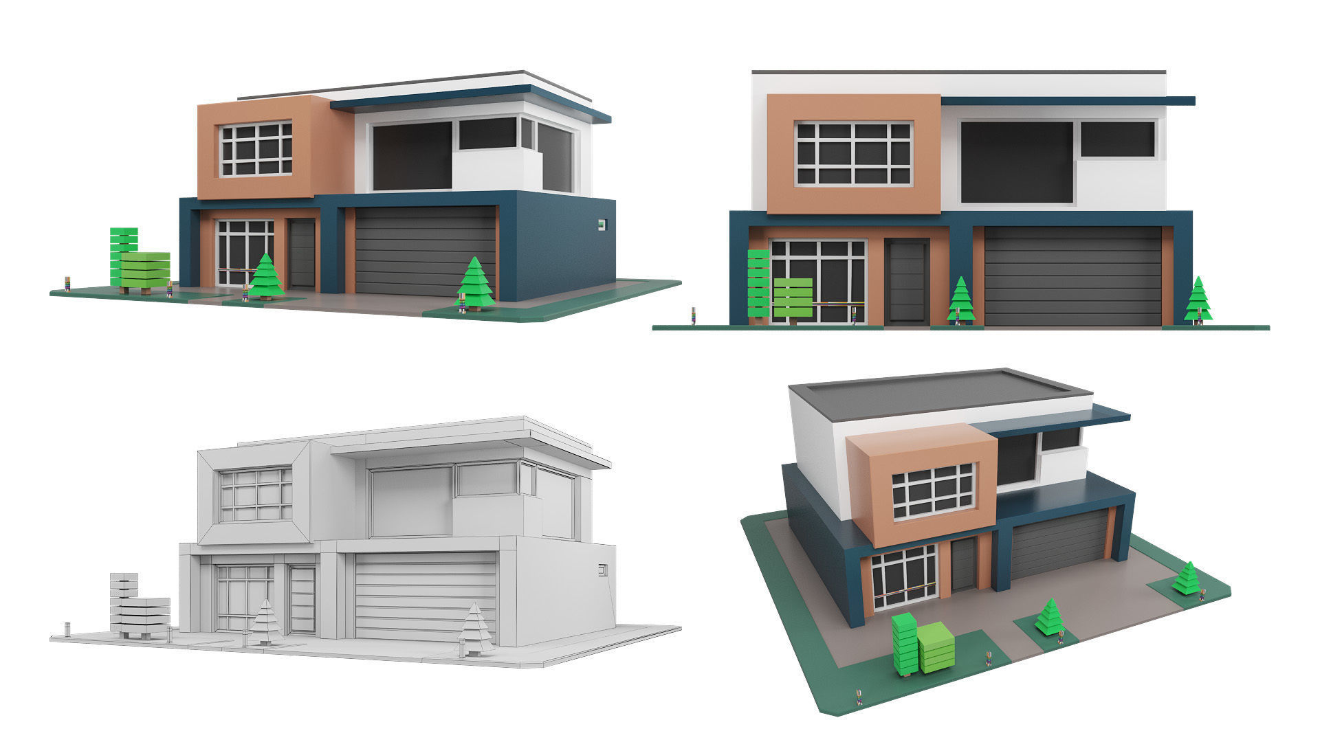 Low Poly Modern House Pack - 20 Houses low poly free VR / AR / low-poly ...