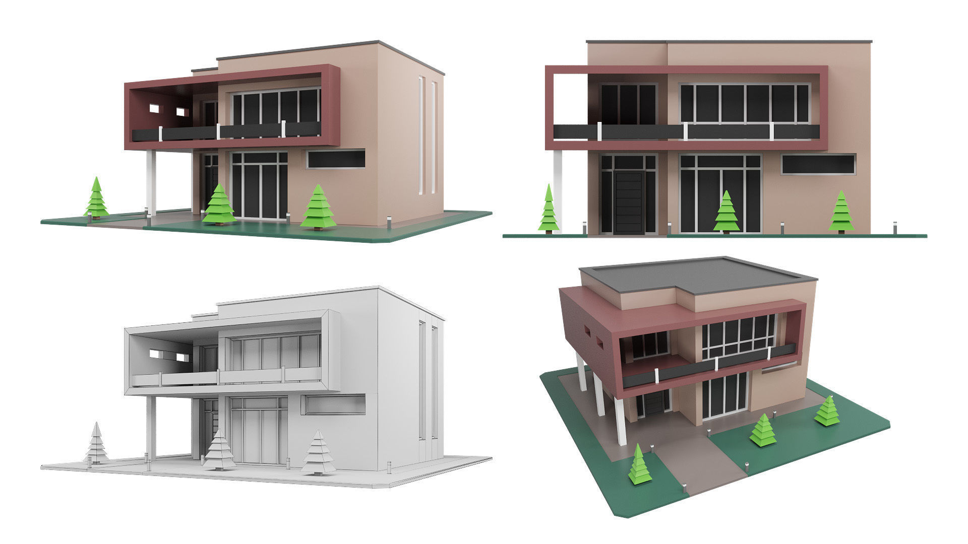 Low Poly Modern House Pack - 20 Houses low poly free VR / AR / low-poly ...