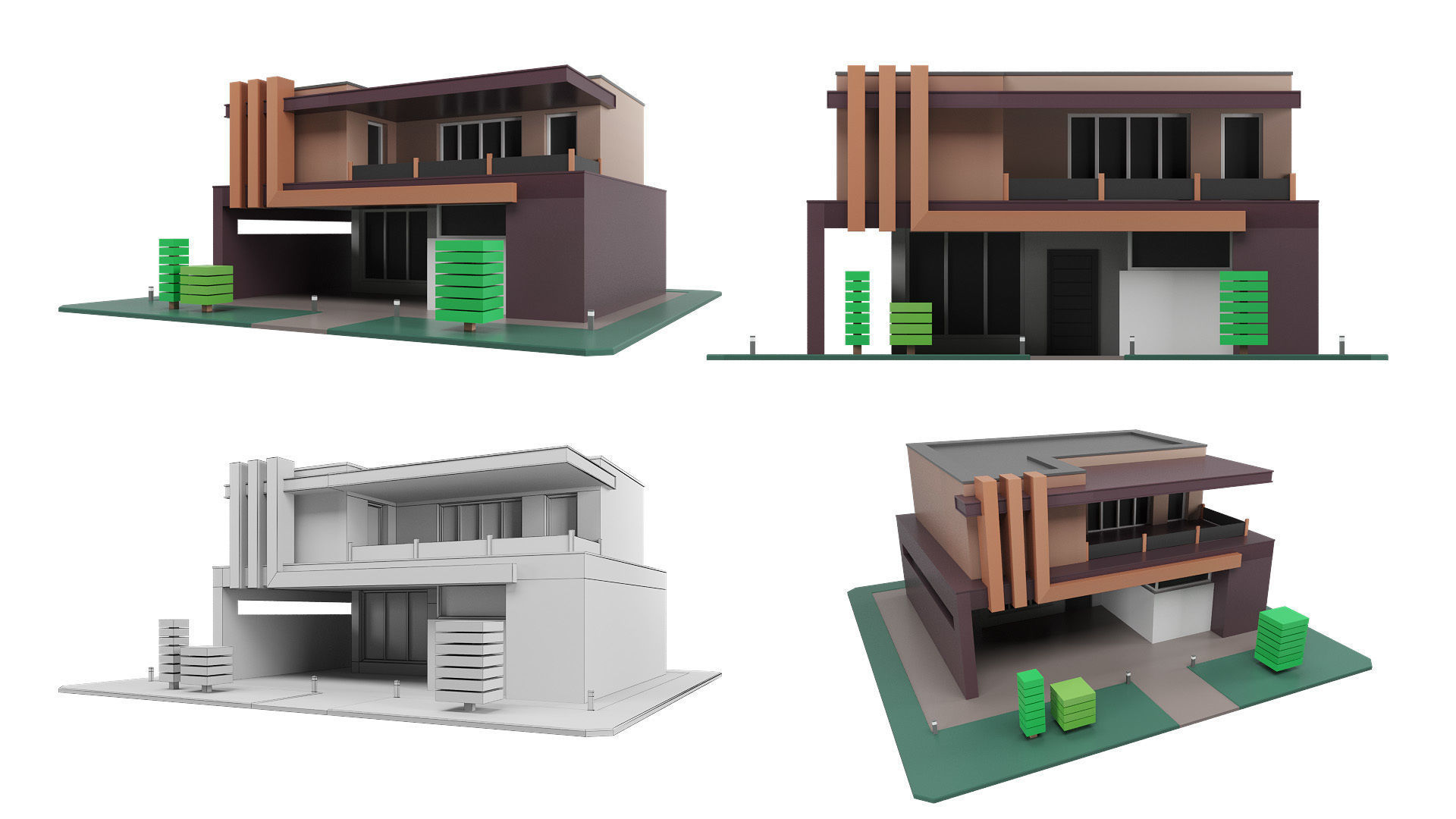 Low Poly Modern House Pack - 20 Houses low poly free VR / AR / low-poly ...