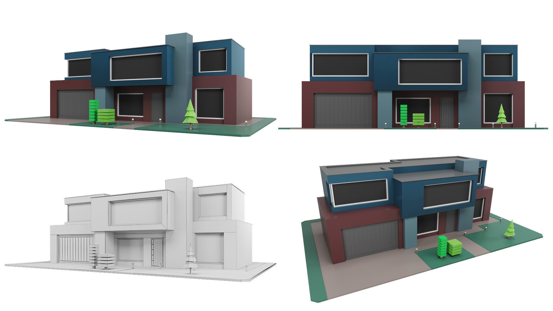 Low Poly Modern House Pack - 20 Houses low poly free VR / AR / low-poly ...