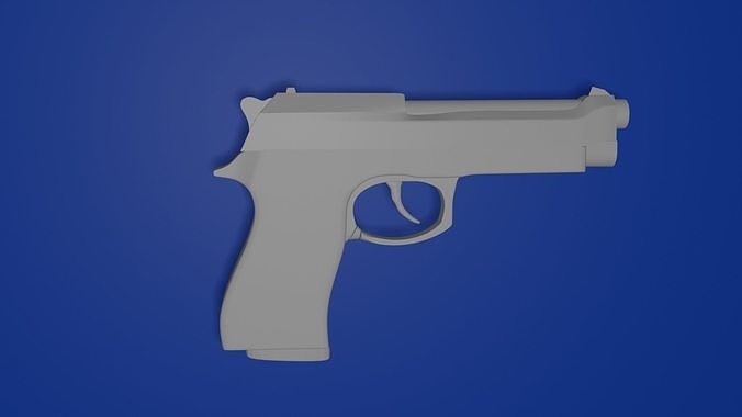 9mm gun free 3D model rigged | CGTrader