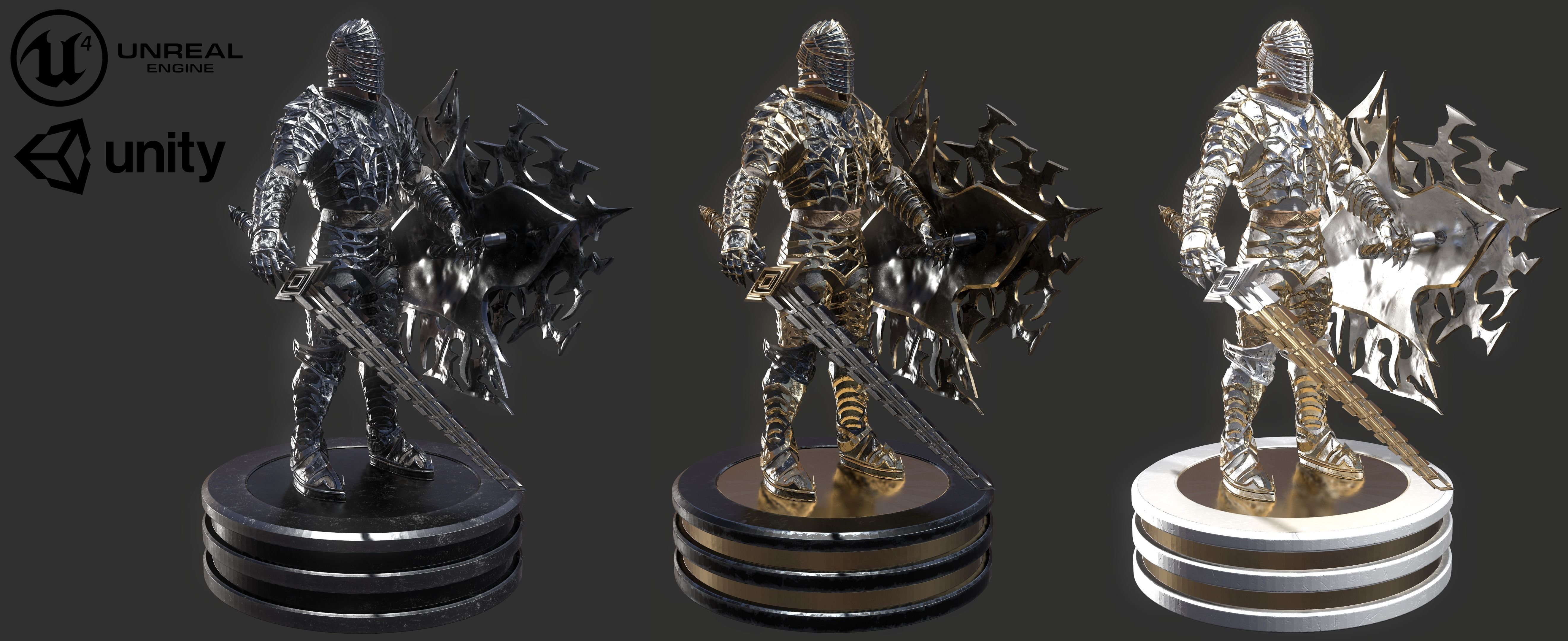 3D model Dark fantasy knight - Game Ready VR / AR / low-poly rigged ...