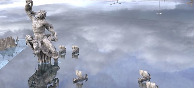 Greek Statues with Ships 3D model | CGTrader
