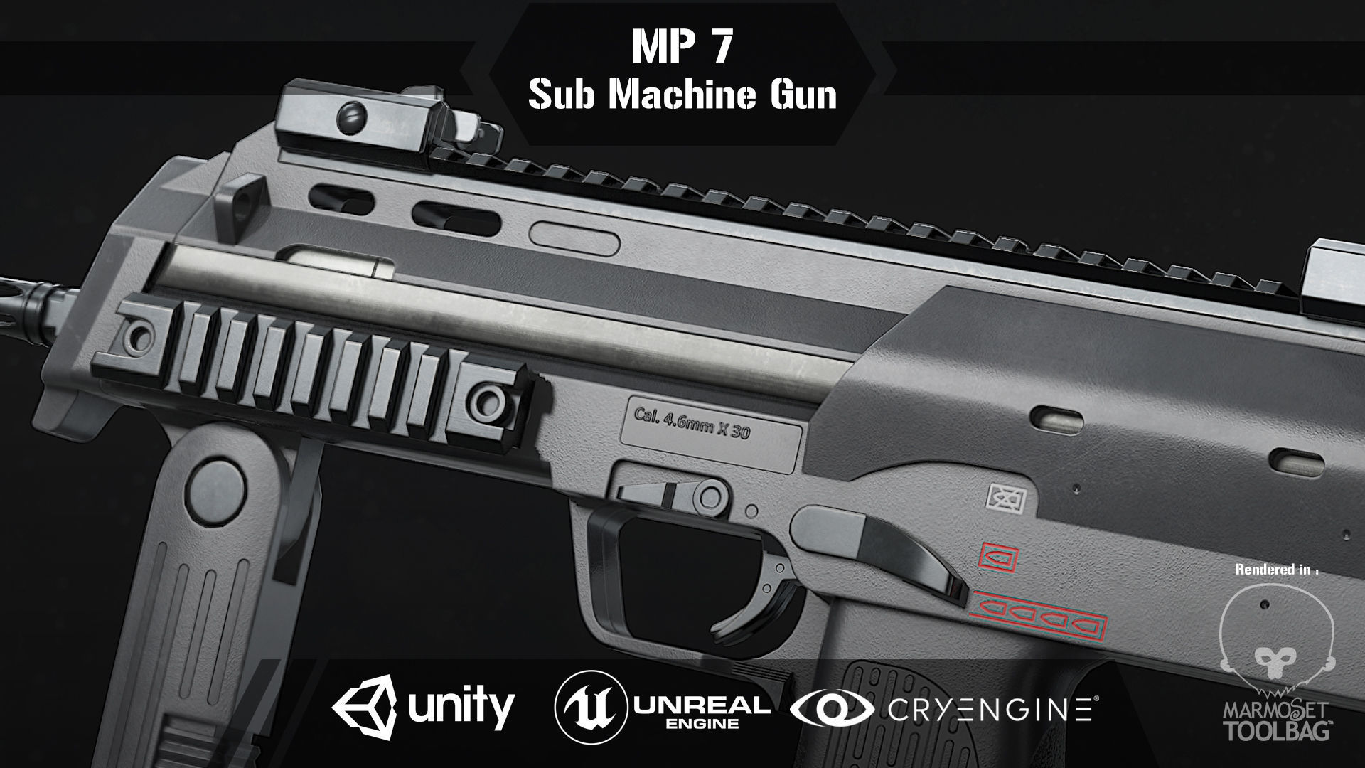 3D model MP 7 Sub Machine Gun VR / AR / low-poly | CGTrader