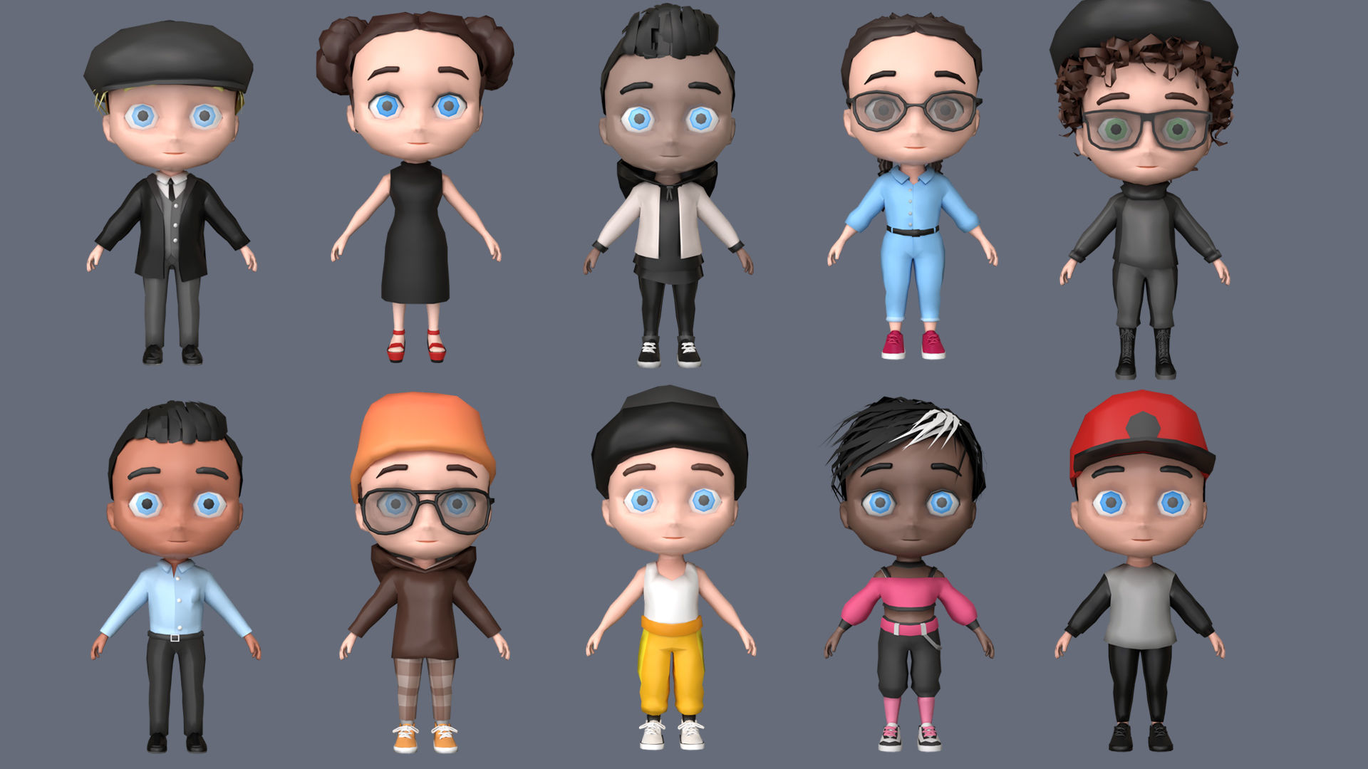 3D model characters 2 05 VR / AR / low-poly rigged animated | CGTrader
