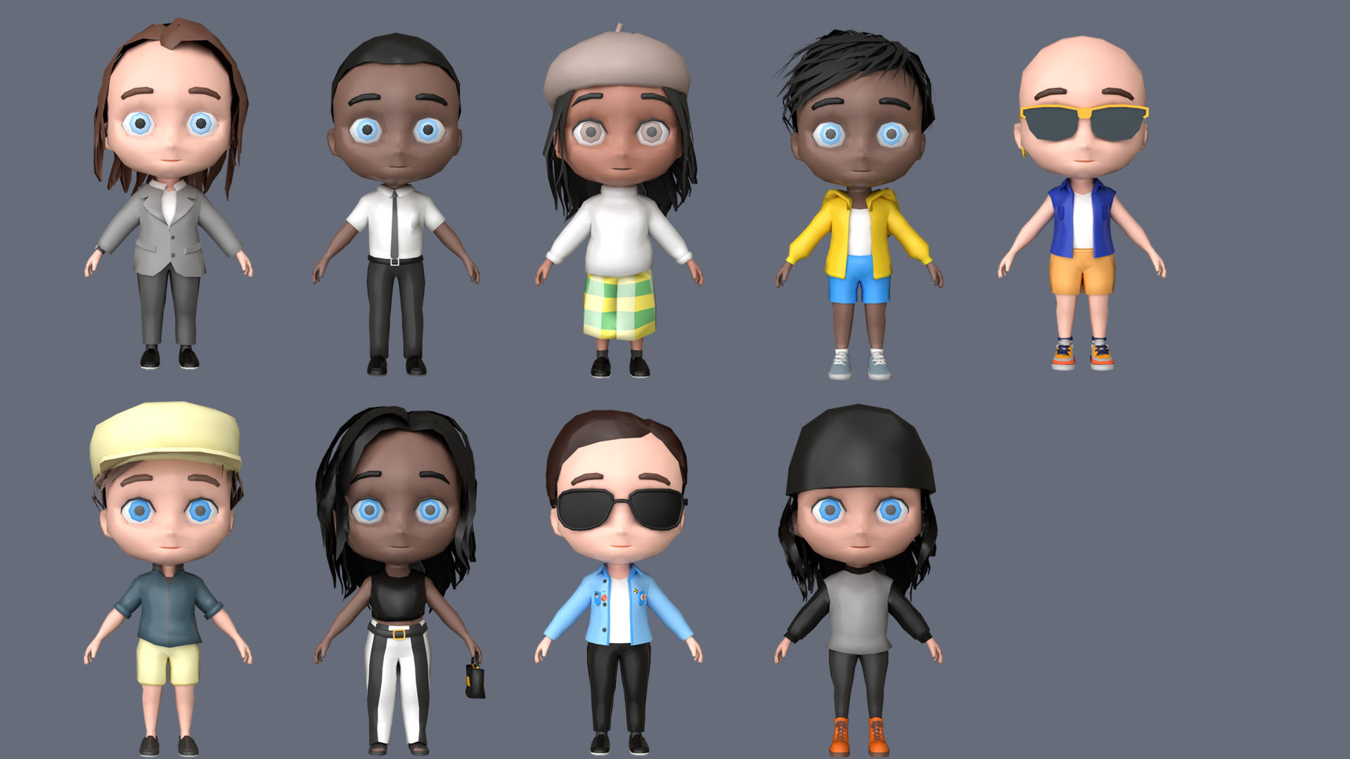 3D model characters 2 05 VR / AR / low-poly rigged animated | CGTrader