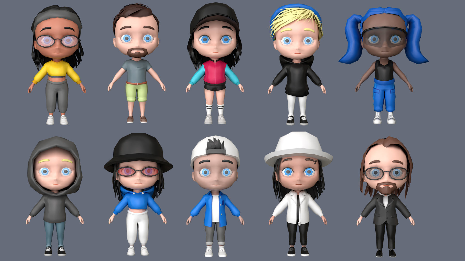 3D model characters 2 05 VR / AR / low-poly rigged animated | CGTrader