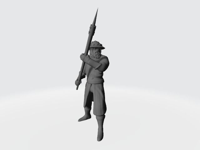 Medieval infantry with goedendag 3D model 3D printable | CGTrader